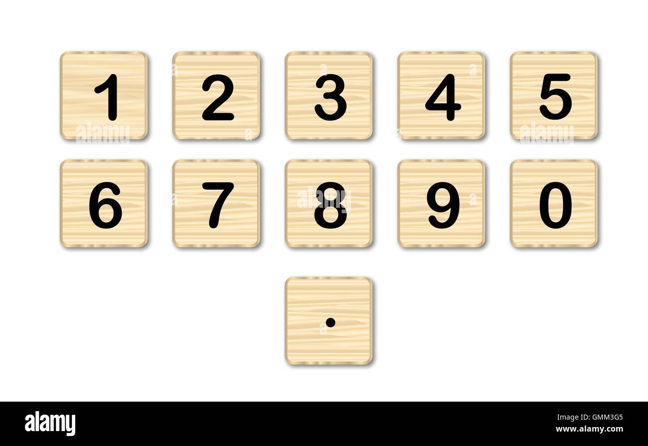 Wooden Square Numbers Stock Vector Image & Art - Alamy