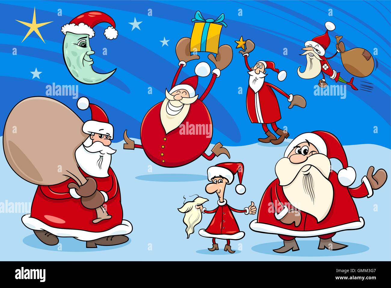 santa clauses group cartoon Stock Vector Image & Art - Alamy