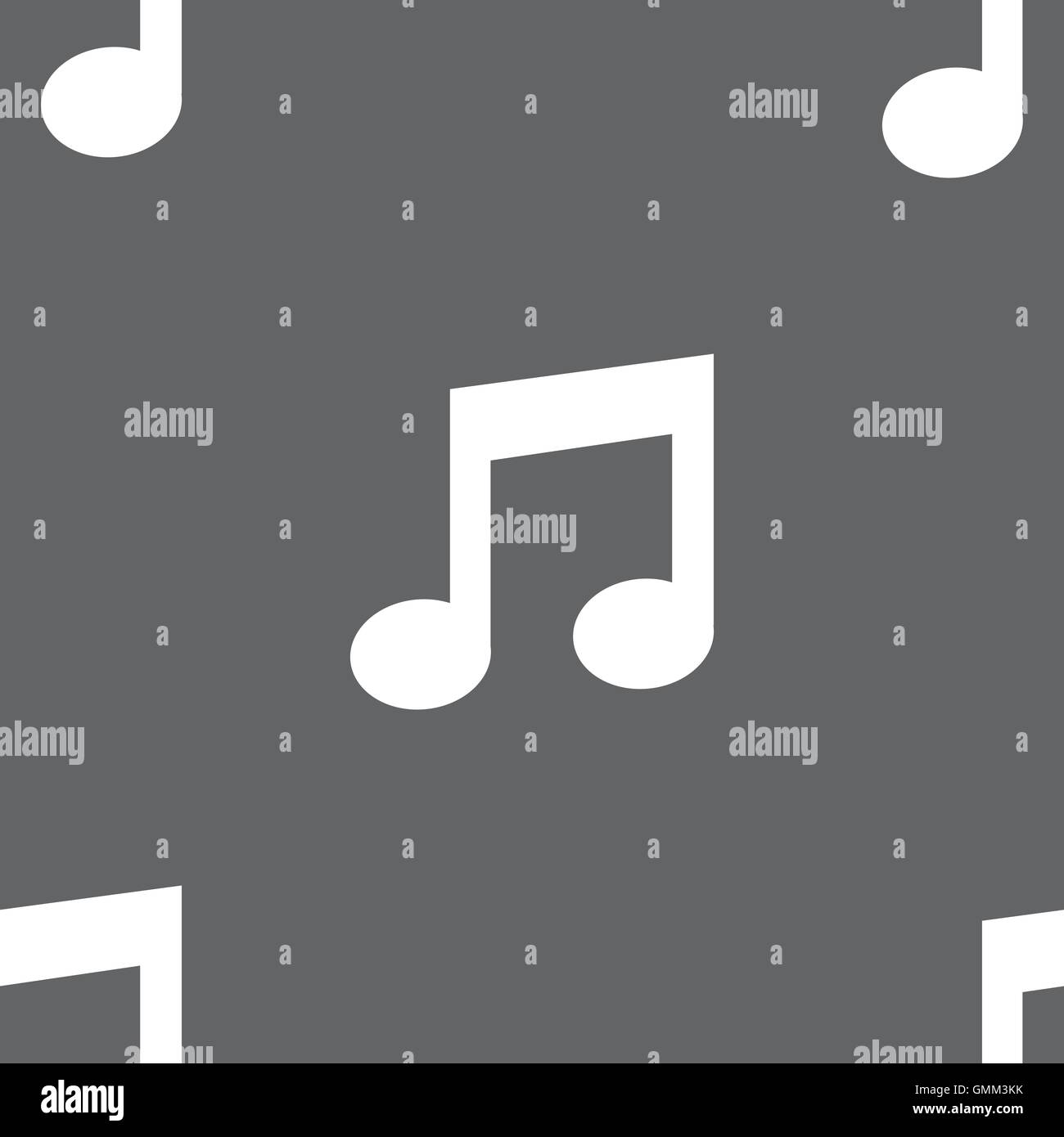 Music note sign icon. Musical symbol. Seamless pattern on a gray ...