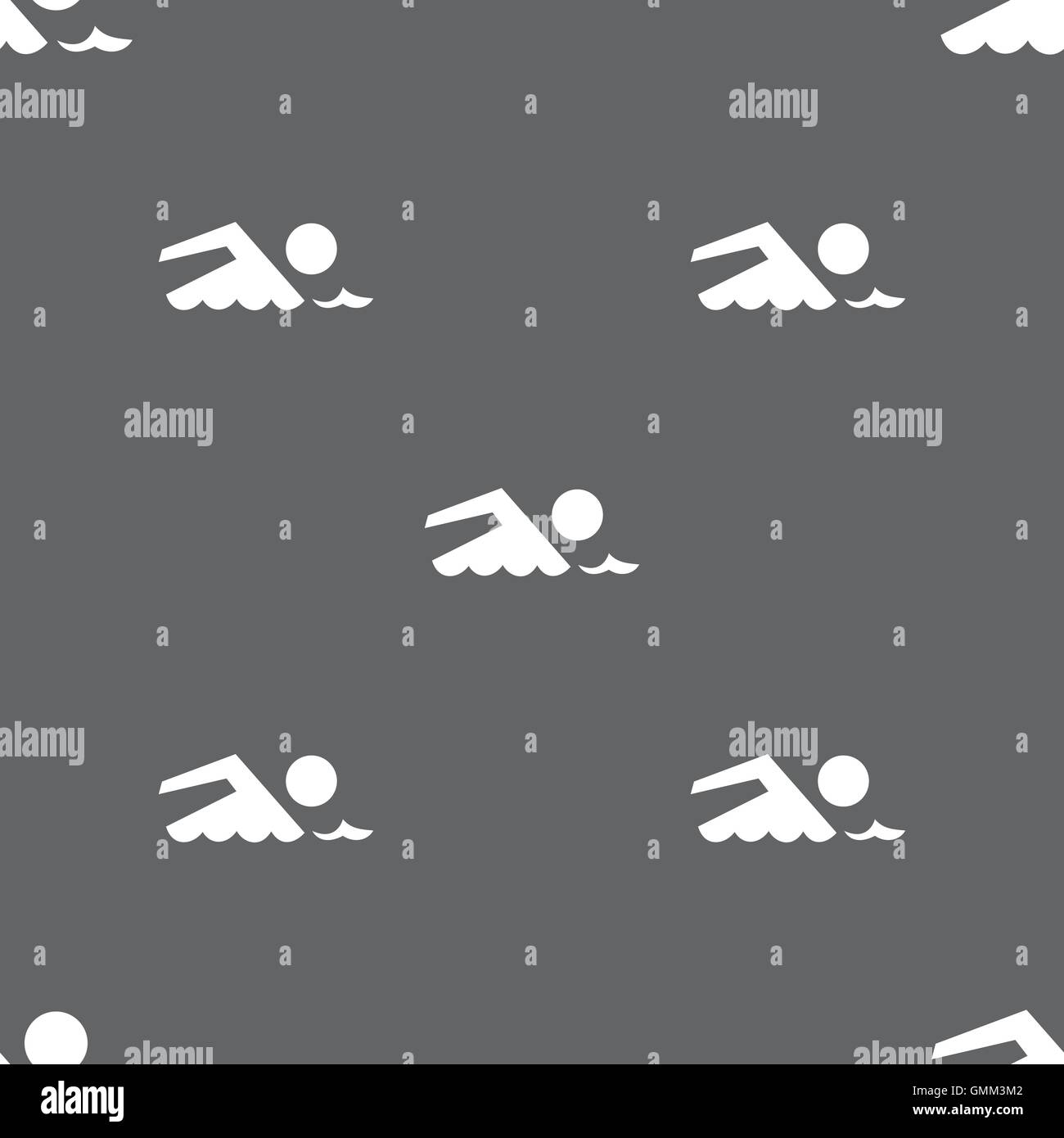 Swimming sign icon. Pool swim symbol. Sea wave. Seamless pattern on a ...