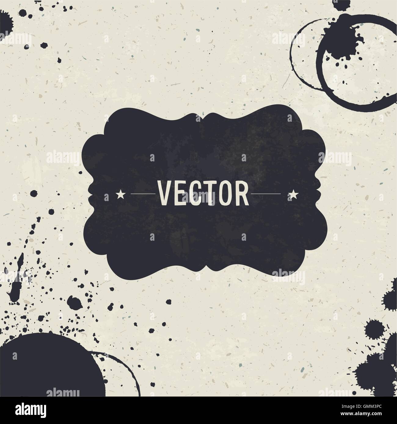 Grunge styled vector design template. Monochrome card design wit Stock ...
