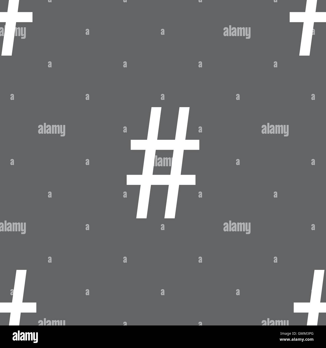 hash tag icon. Seamless pattern on a gray background. Vector Stock ...