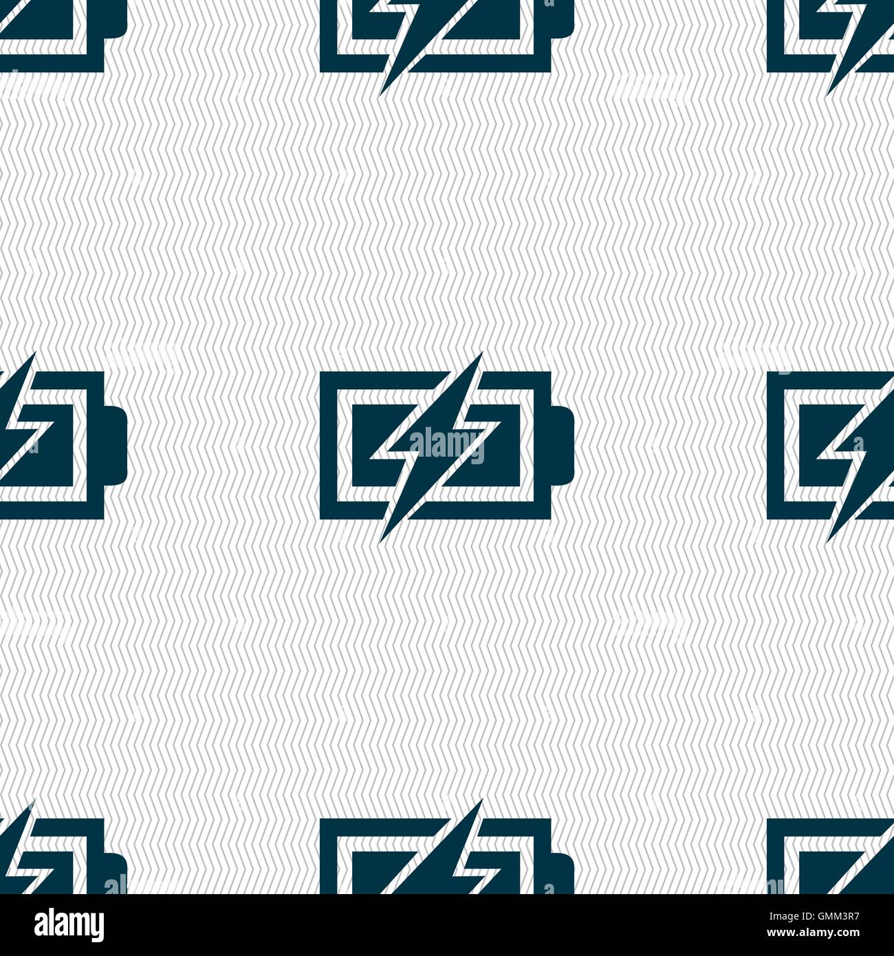 Battery charging sign icon. Lightning symbol. Seamless abstract ...
