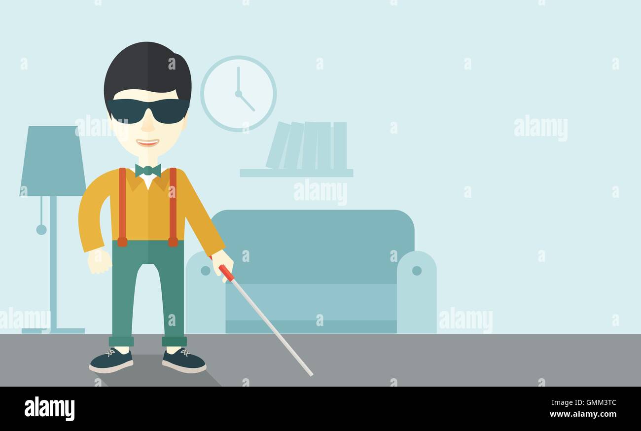 Blind man with stick Stock Vector Image & Art - Alamy