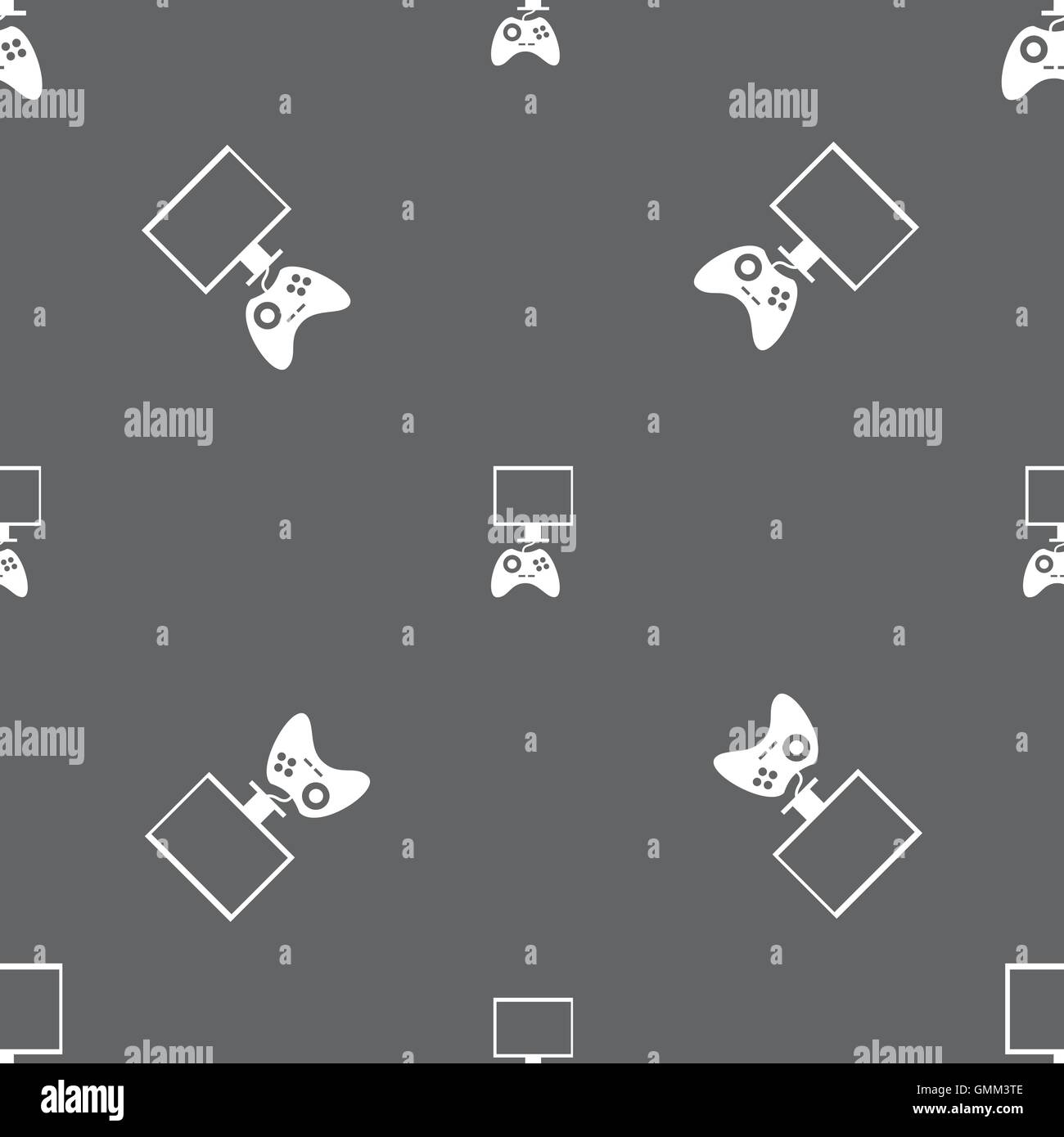 Joystick and monitor sign icon. Video game symbol. Seamless pattern on ...