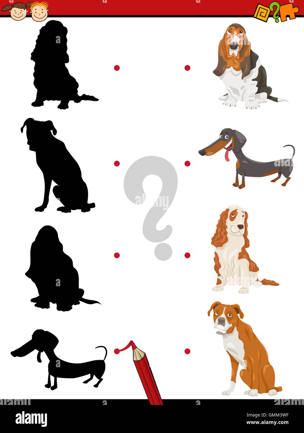 preschool shadow task with dogs Stock Vector Image & Art - Alamy