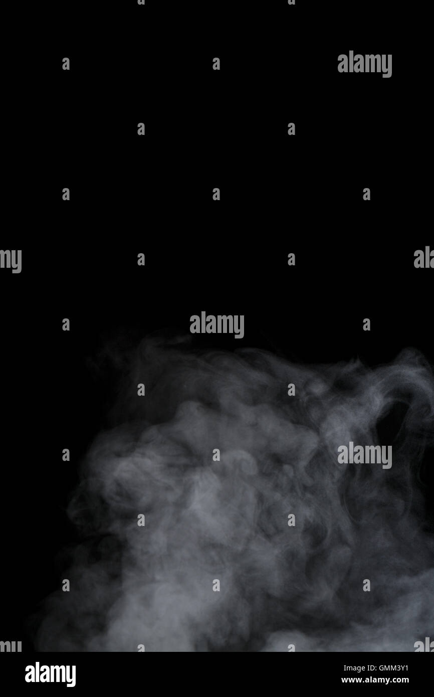 Abstract white water vapor on a black background. Texture. Design ...
