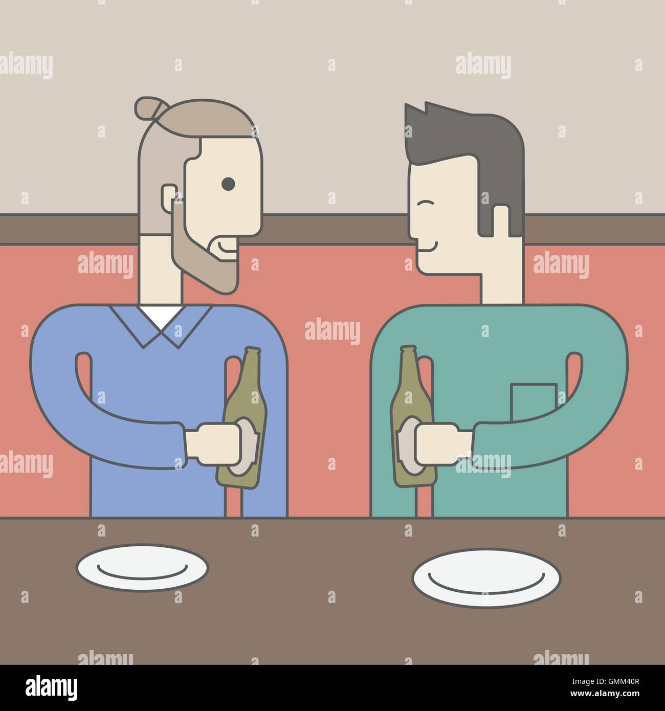 Two cheerful men talking Stock Vector Images - Alamy