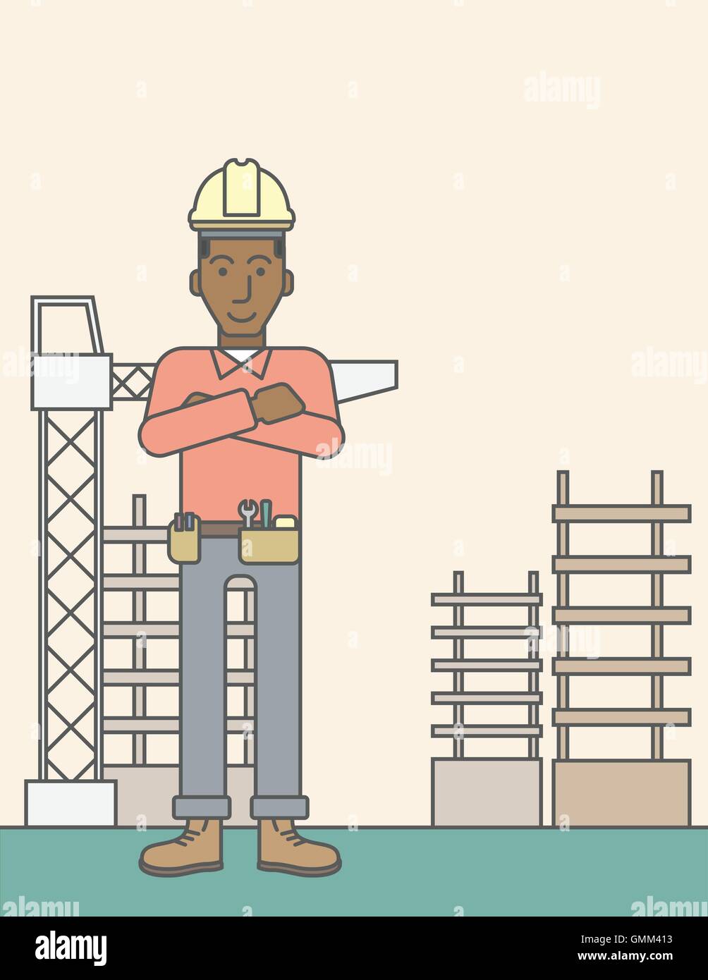 African american builder Stock Vector Images - Alamy