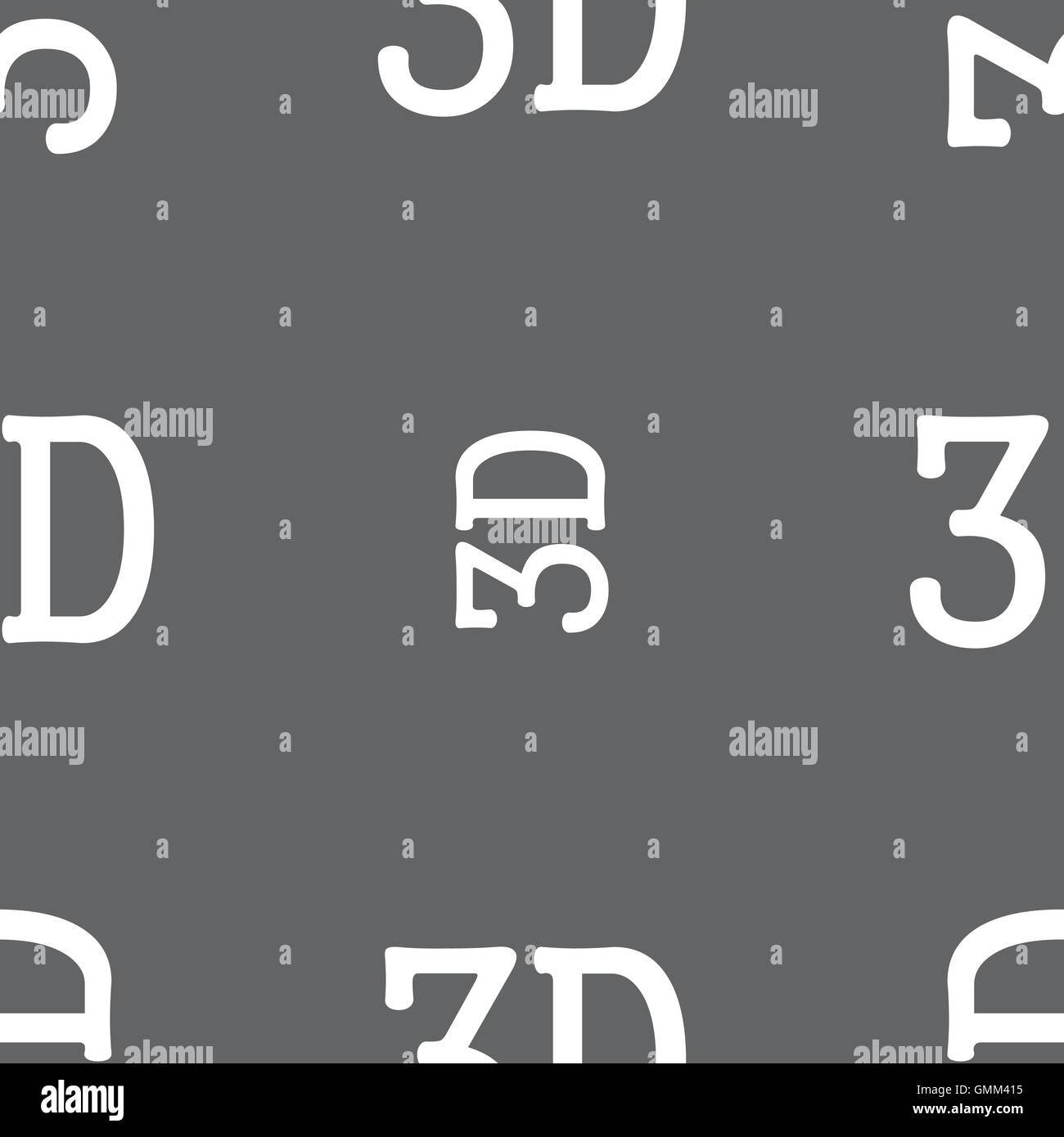 3D sign icon. 3D-New technology symbol. Seamless pattern on a gray ...