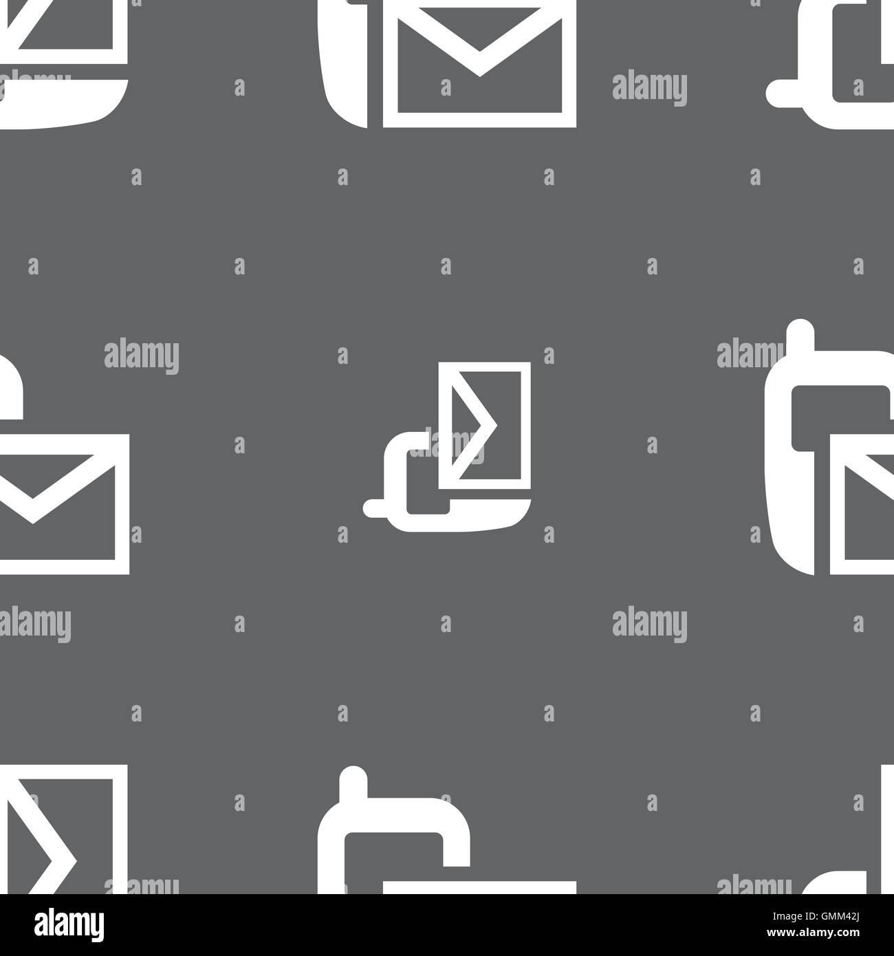 Mail icon. Envelope symbol. Message sms sign. Seamless pattern on a ...