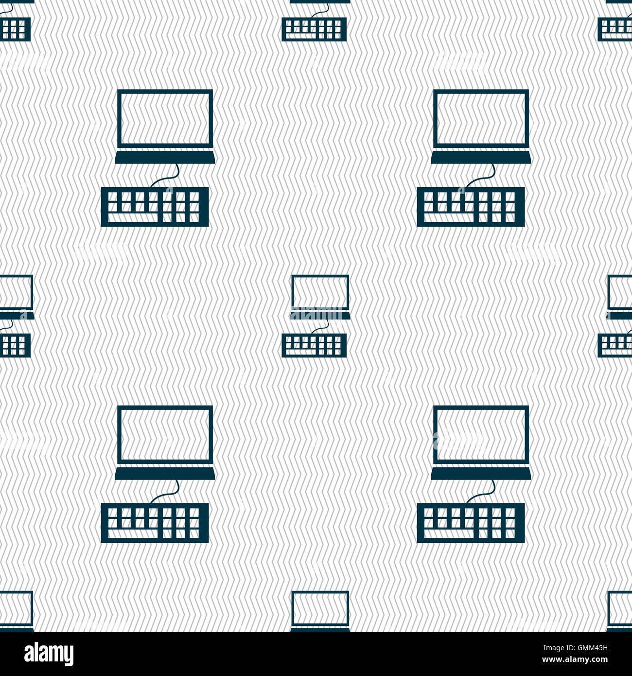 Computer monitor and keyboard Icon. Seamless abstract background with ...