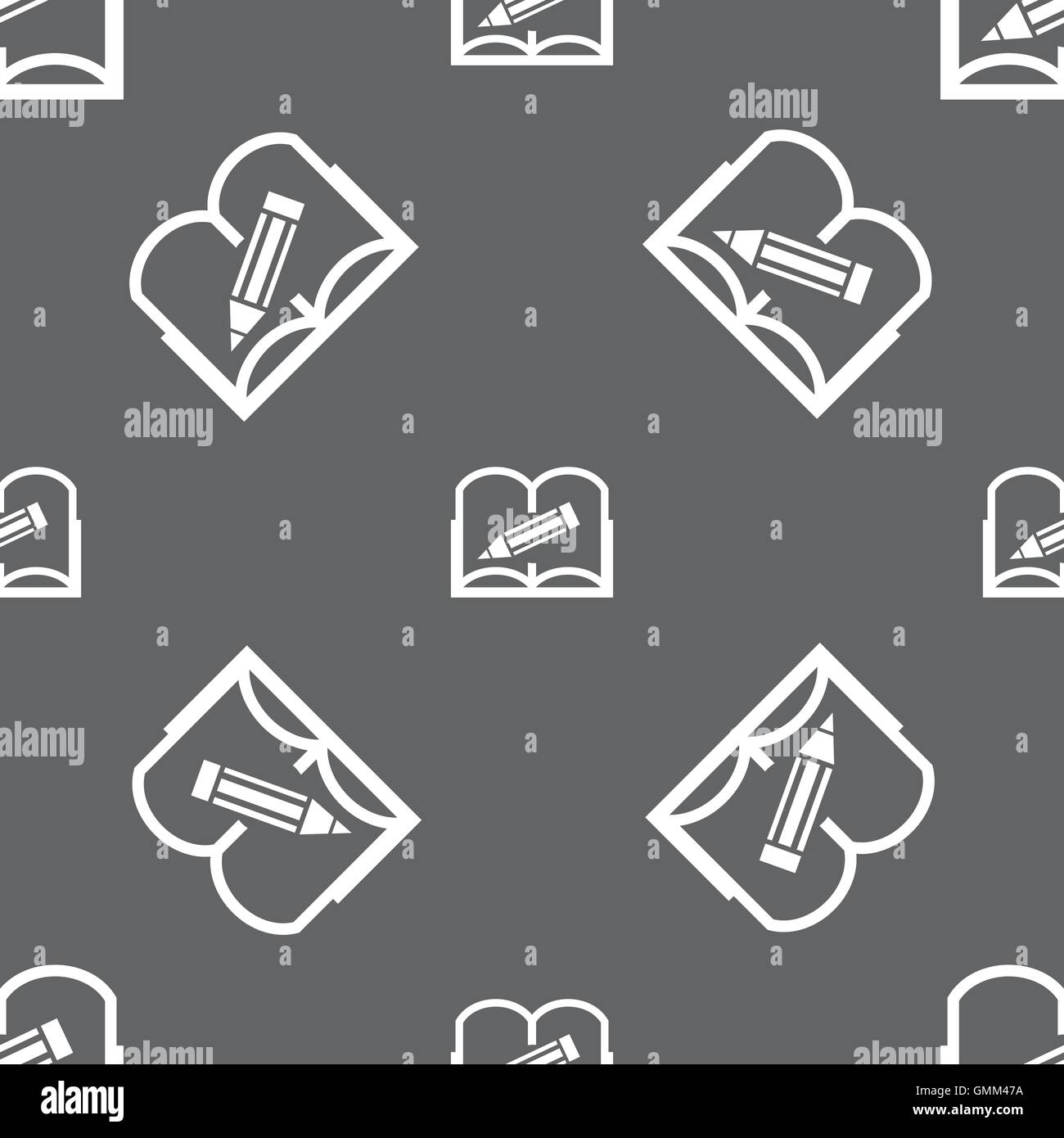Book sign icon. Open book symbol. Seamless pattern on a gray background ...
