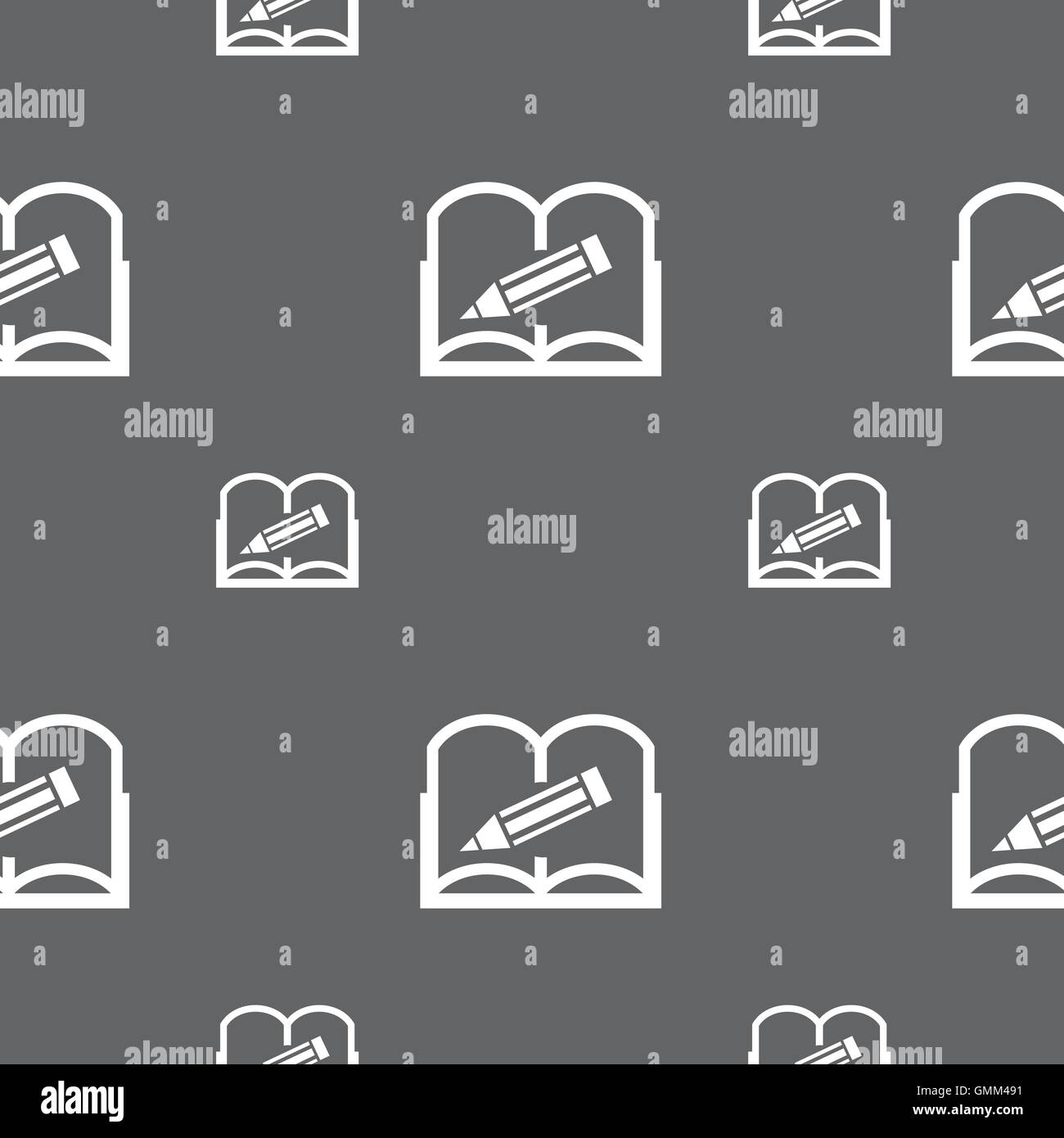 Book sign icon. Open book symbol. Seamless pattern on a gray background ...