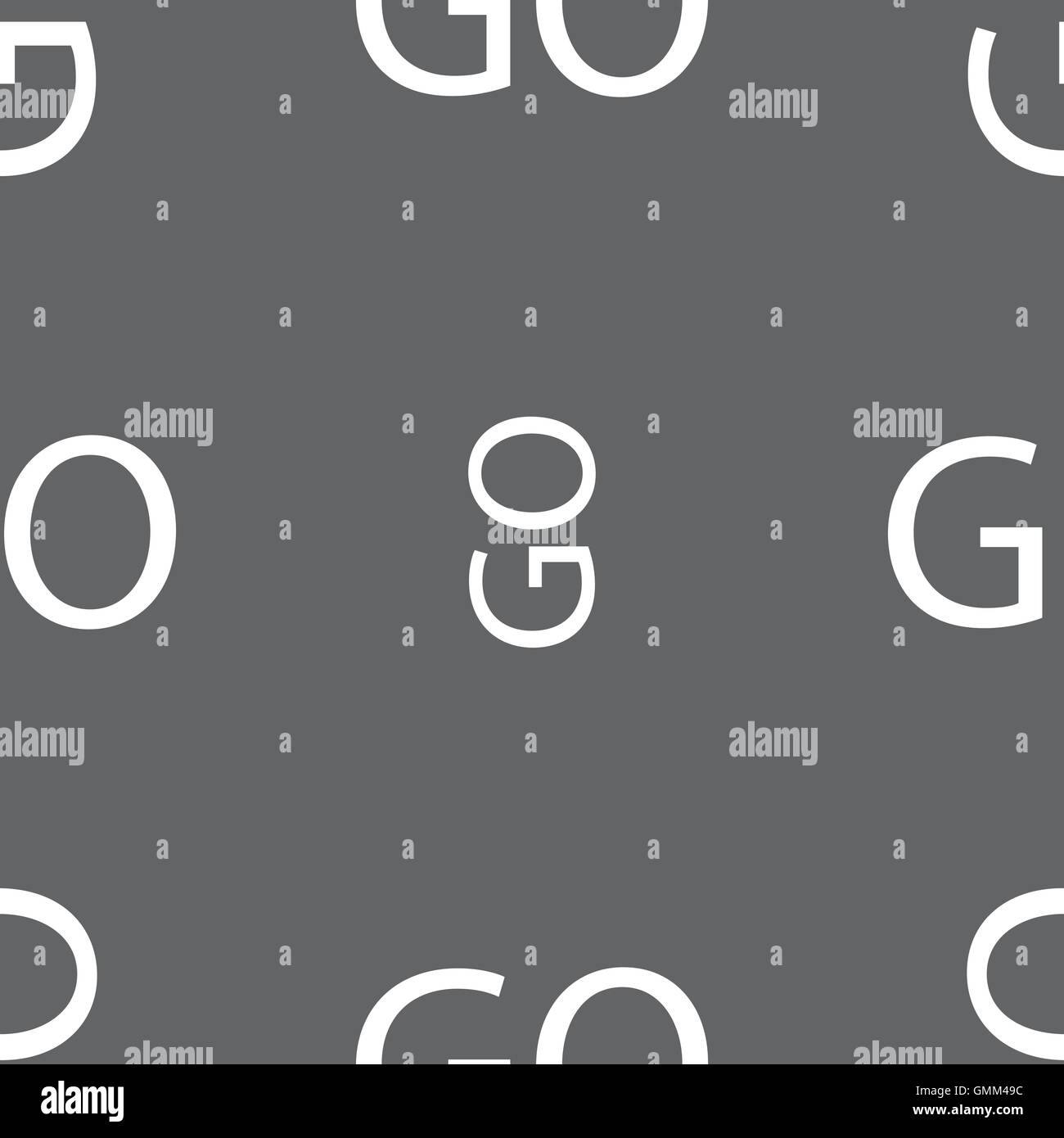 GO sign icon. Seamless pattern on a gray background. Vector Stock ...