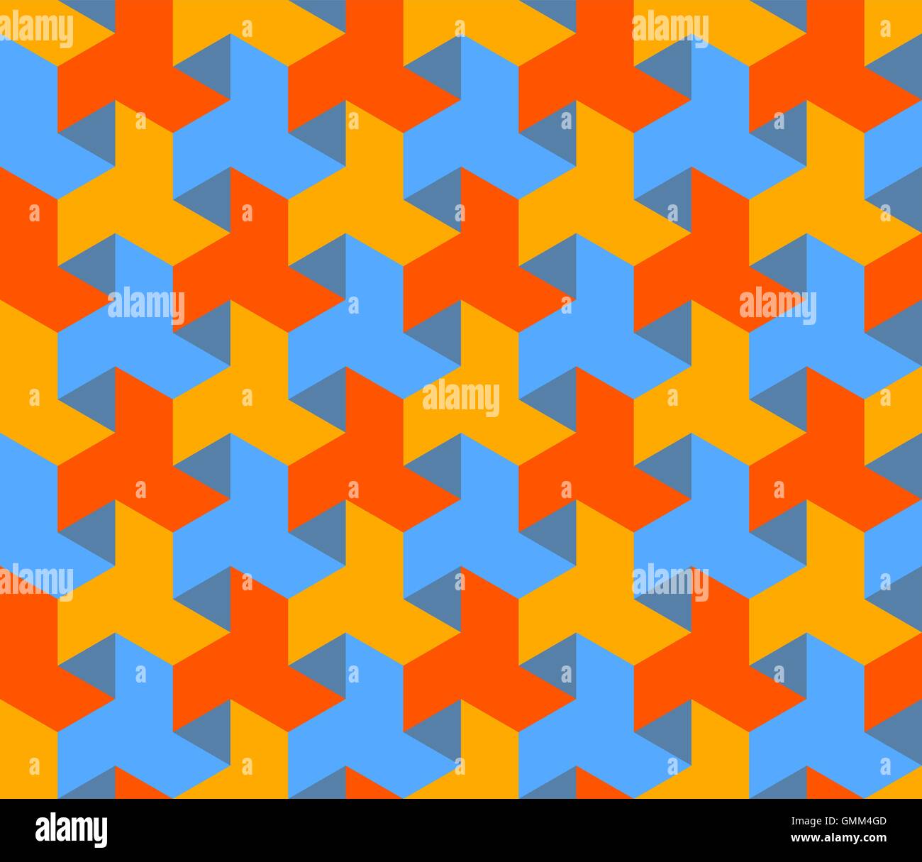 Vector Seamless Abstract Geometric Hexagonal Triangle Pattern in Blue ...