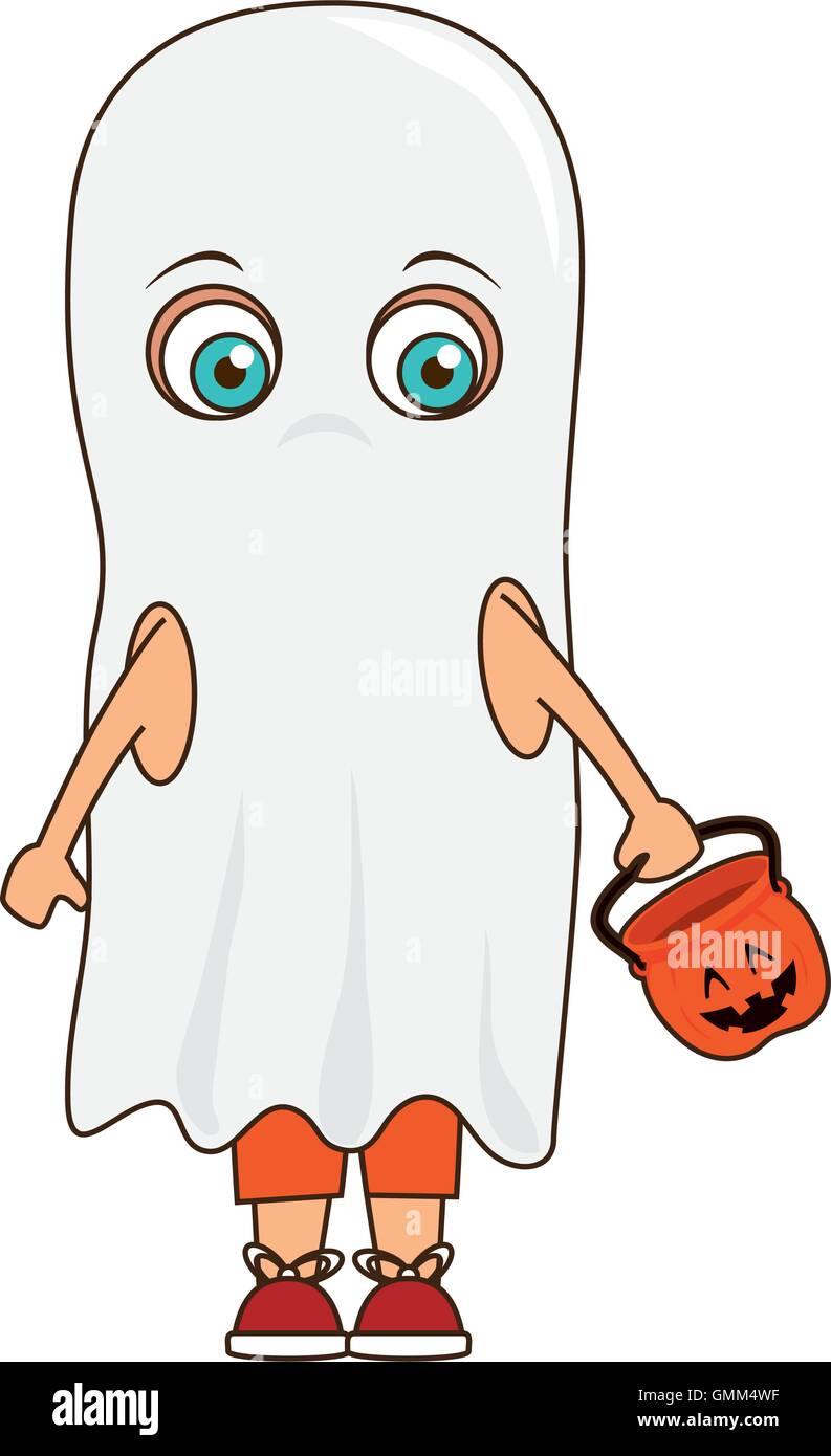 cute kid in a ghost costume Stock Vector Image & Art - Alamy