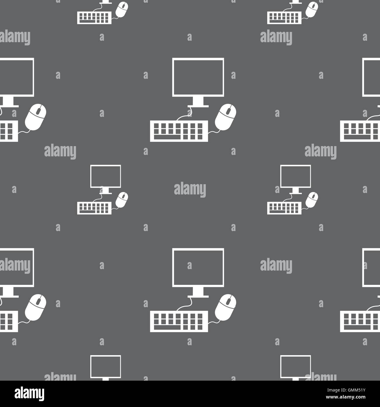 Computer widescreen monitor, keyboard, mouse sign icon. Seamless ...
