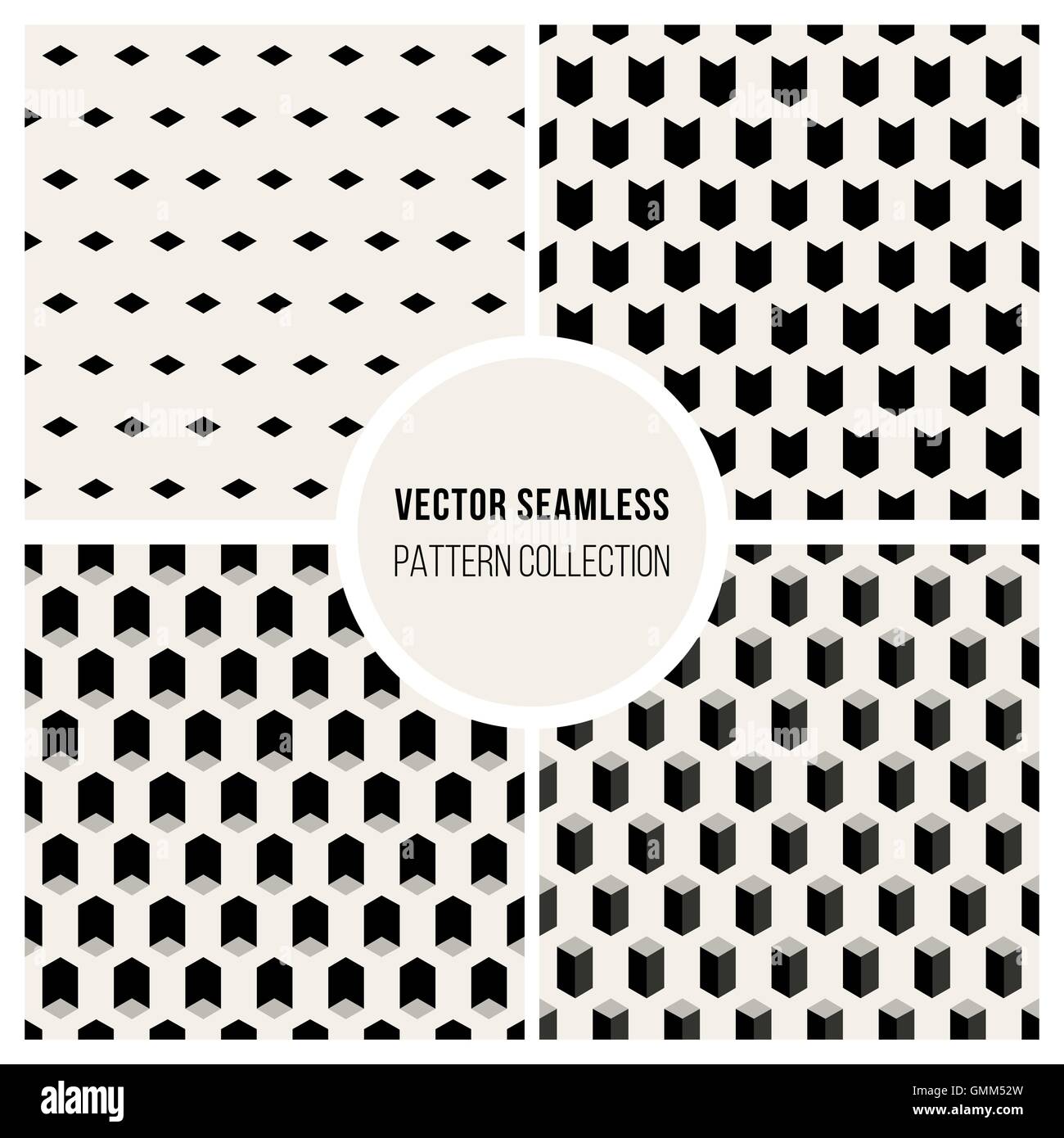 Vector Seamless Black And White Geometric Cube Pattern Stock Vector ...