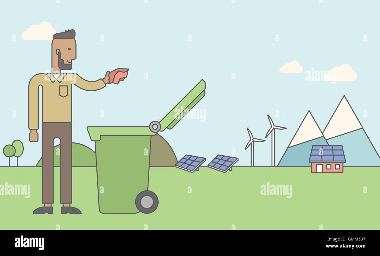 Man with recycle bin Stock Vector Image & Art - Alamy