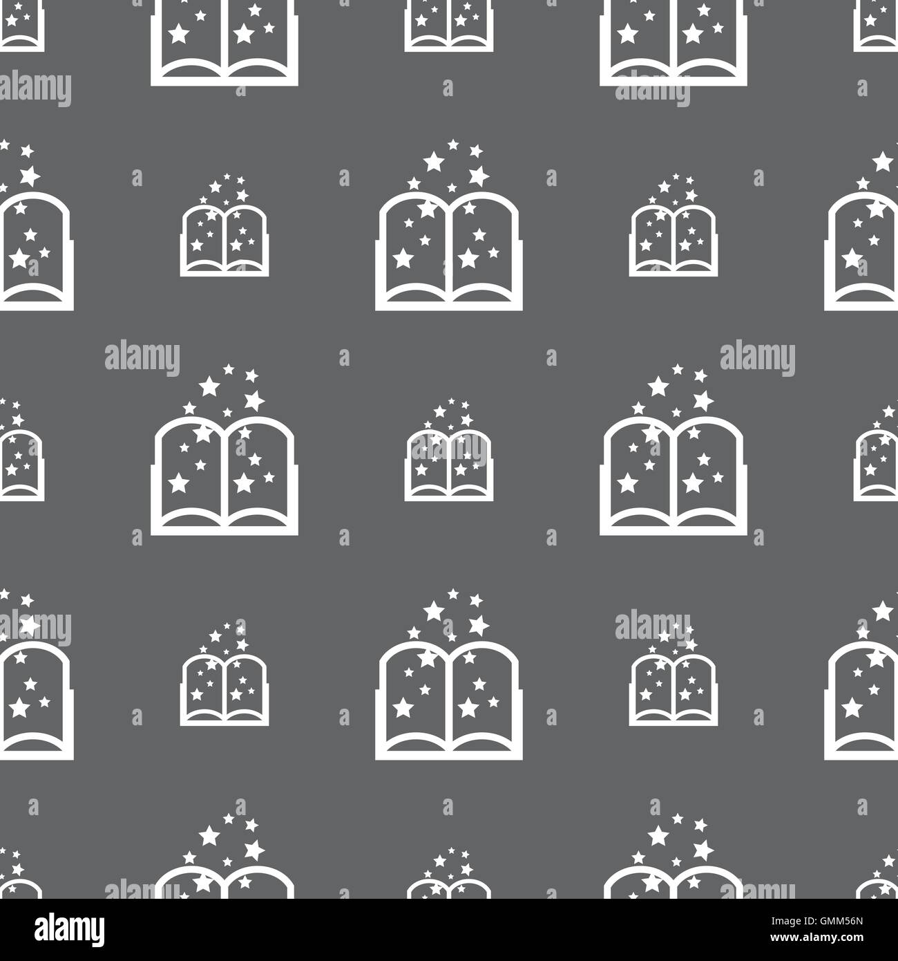 Magic Book sign icon. Open book symbol. Seamless pattern on a gray ...