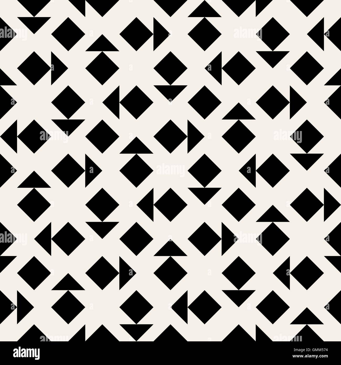 Vector Seamless Black And White Triangle Square Geometric Pattern Stock ...