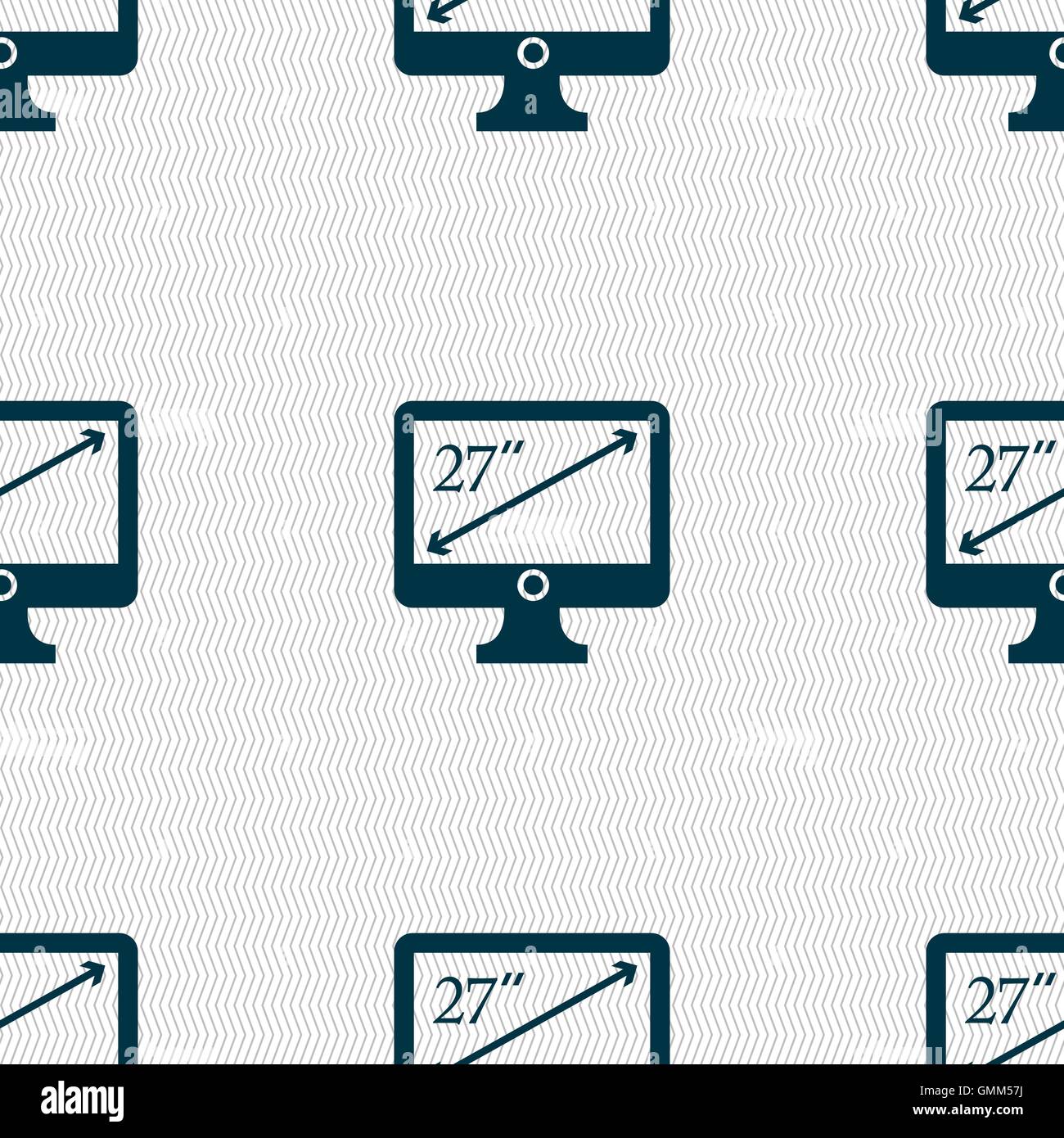 diagonal of the monitor 27 inches icon sign. Seamless abstract ...