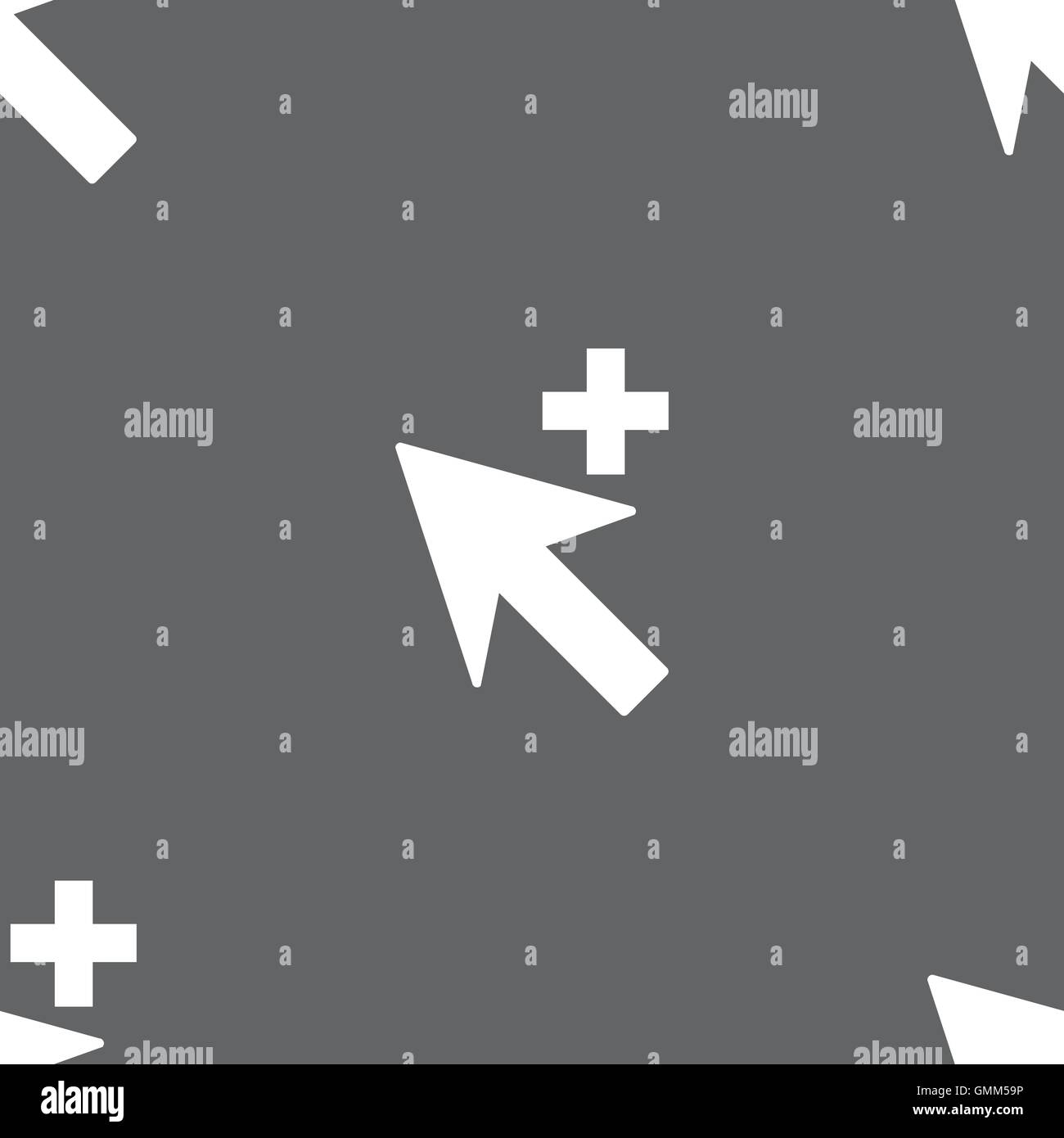 Cursor, arrow plus, add icon sign. Seamless pattern on a gray background. Vector Stock Vector ...