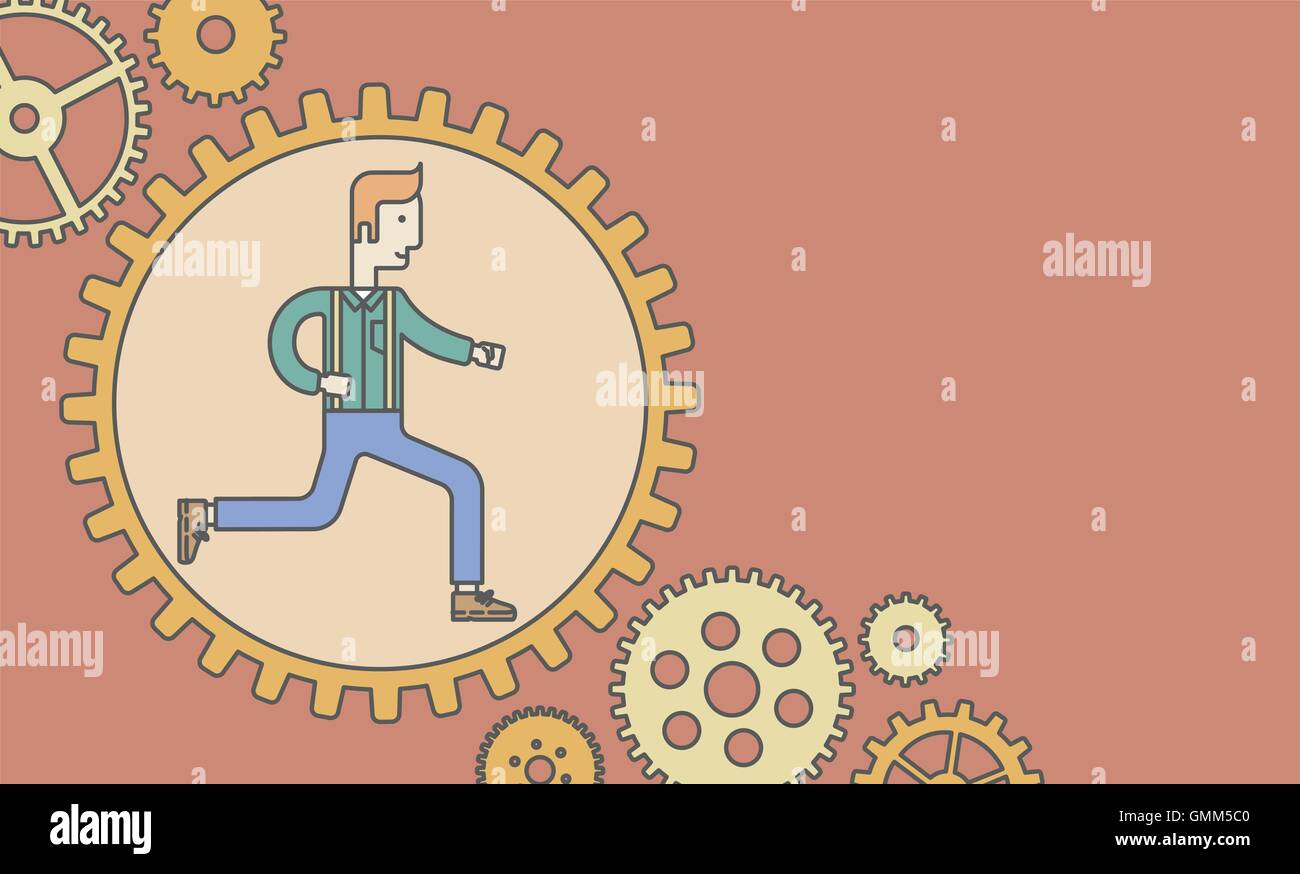 Man running inside the gear Stock Vector Image & Art - Alamy