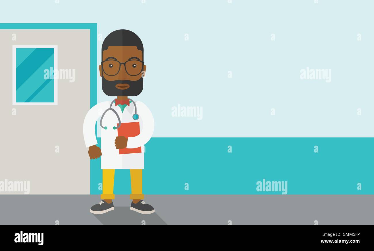Smiling african american doctor stethoscope Stock Vector Images - Alamy