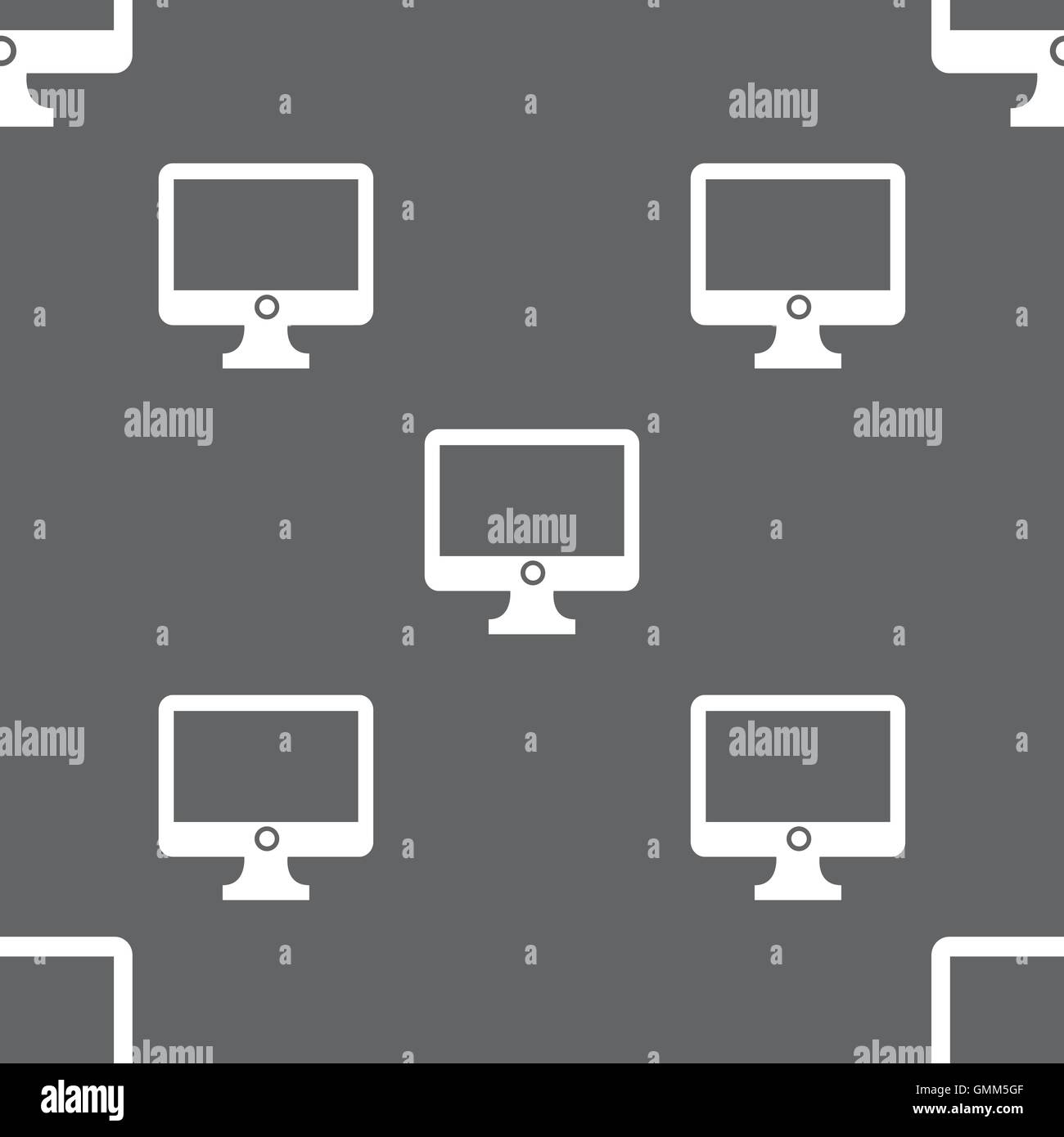 Computer widescreen monitor sign icon. Seamless pattern on a gray ...