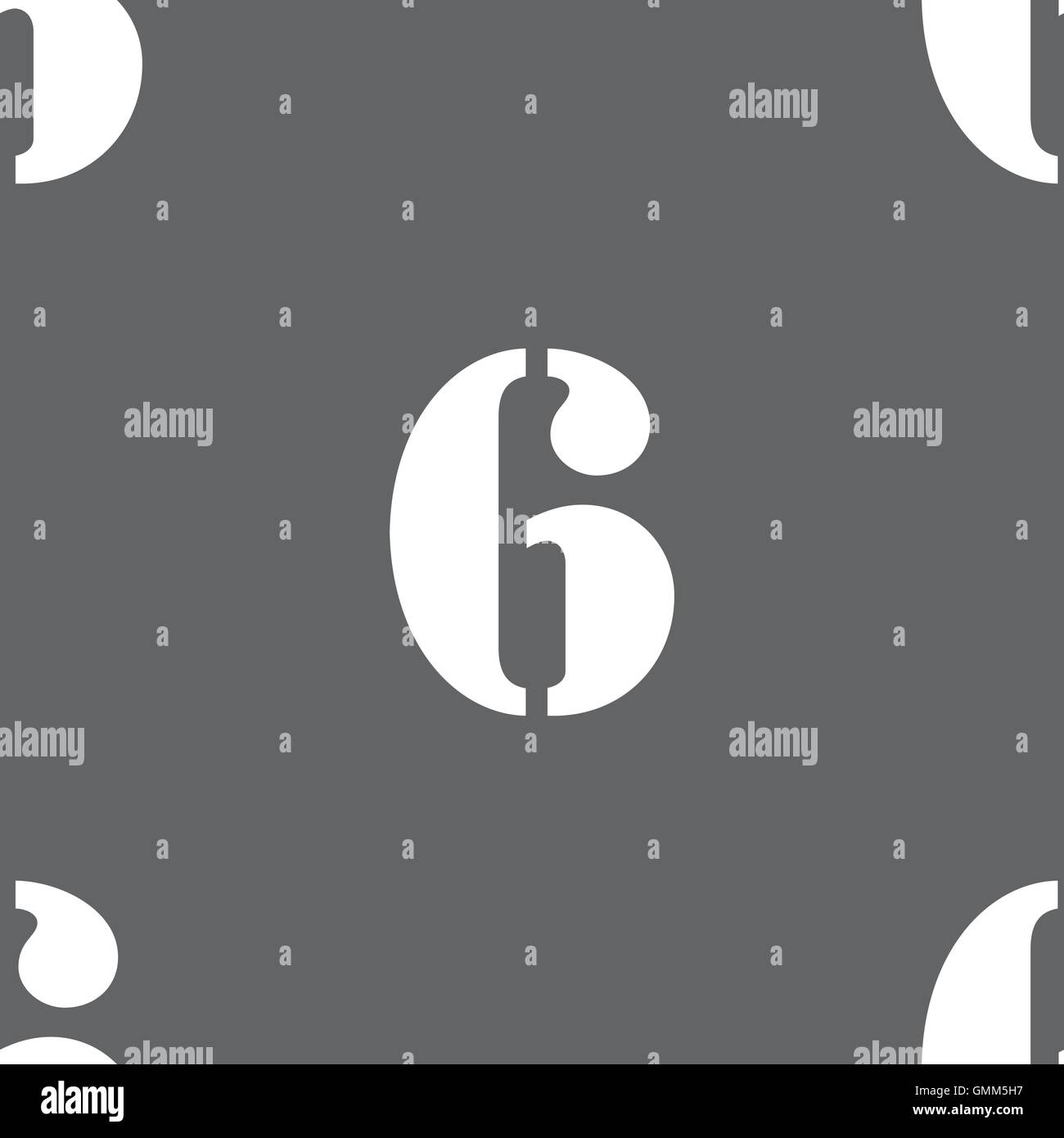 number six icon sign. Seamless pattern on a gray background. Vector ...