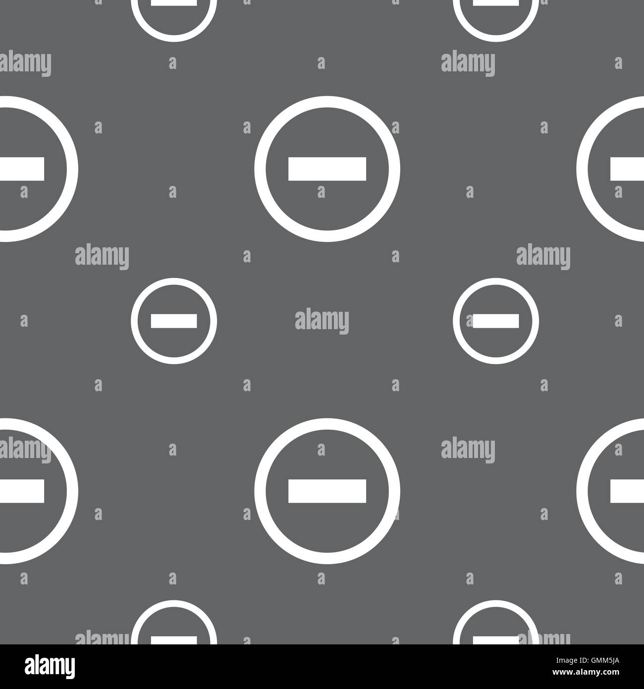 Minus sign icon. Negative symbol. Zoom out. Seamless pattern on a gray ...