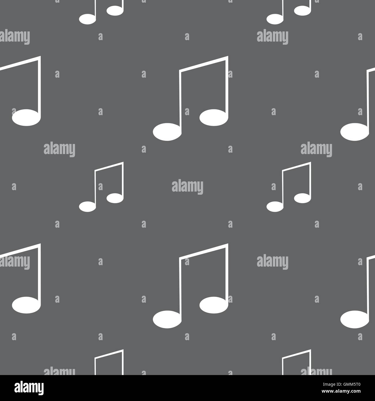 Music note sign icon. Musical symbol. Seamless pattern on a gray ...