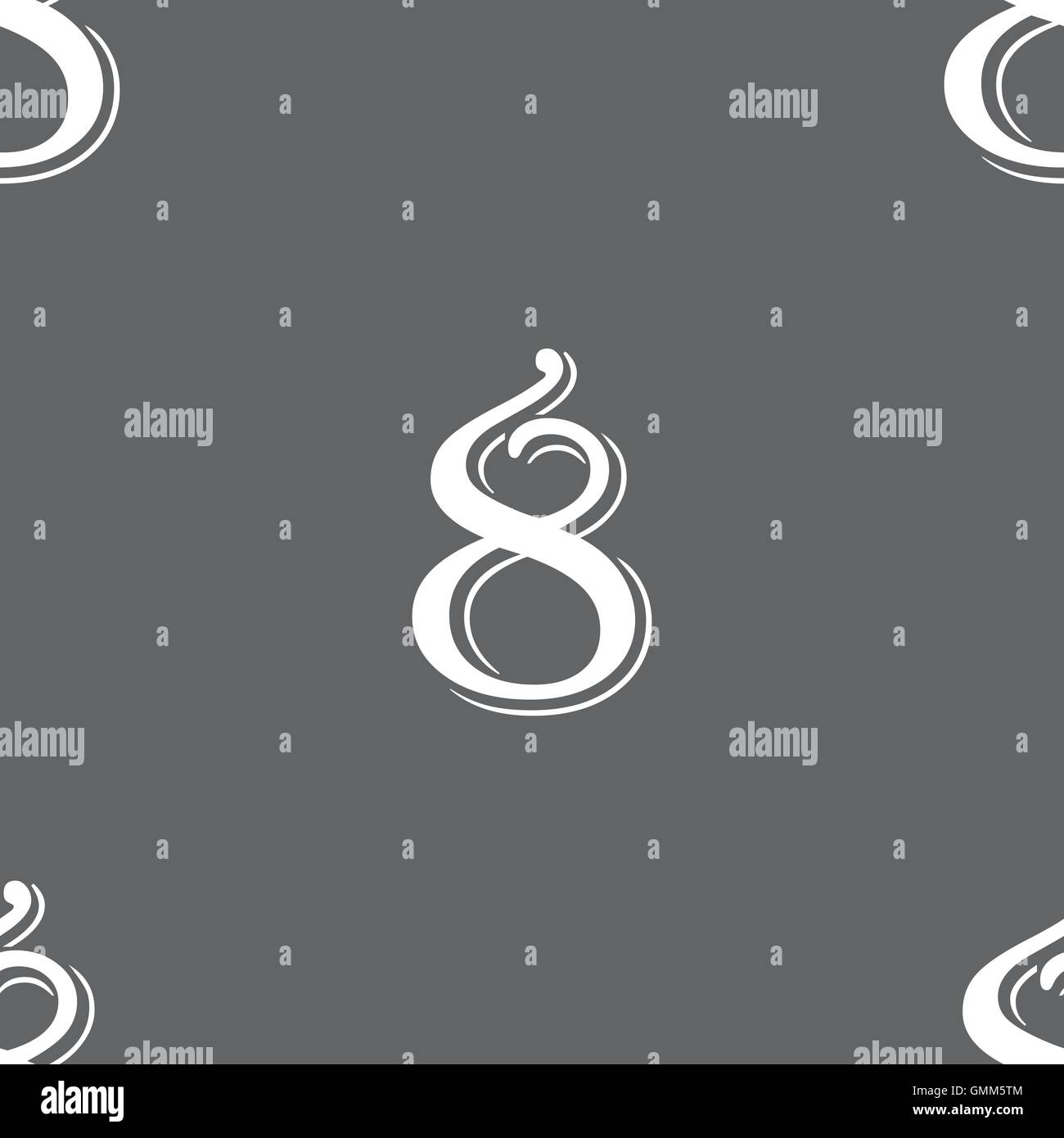 number Eight icon sign. Seamless pattern on a gray background. Vector ...