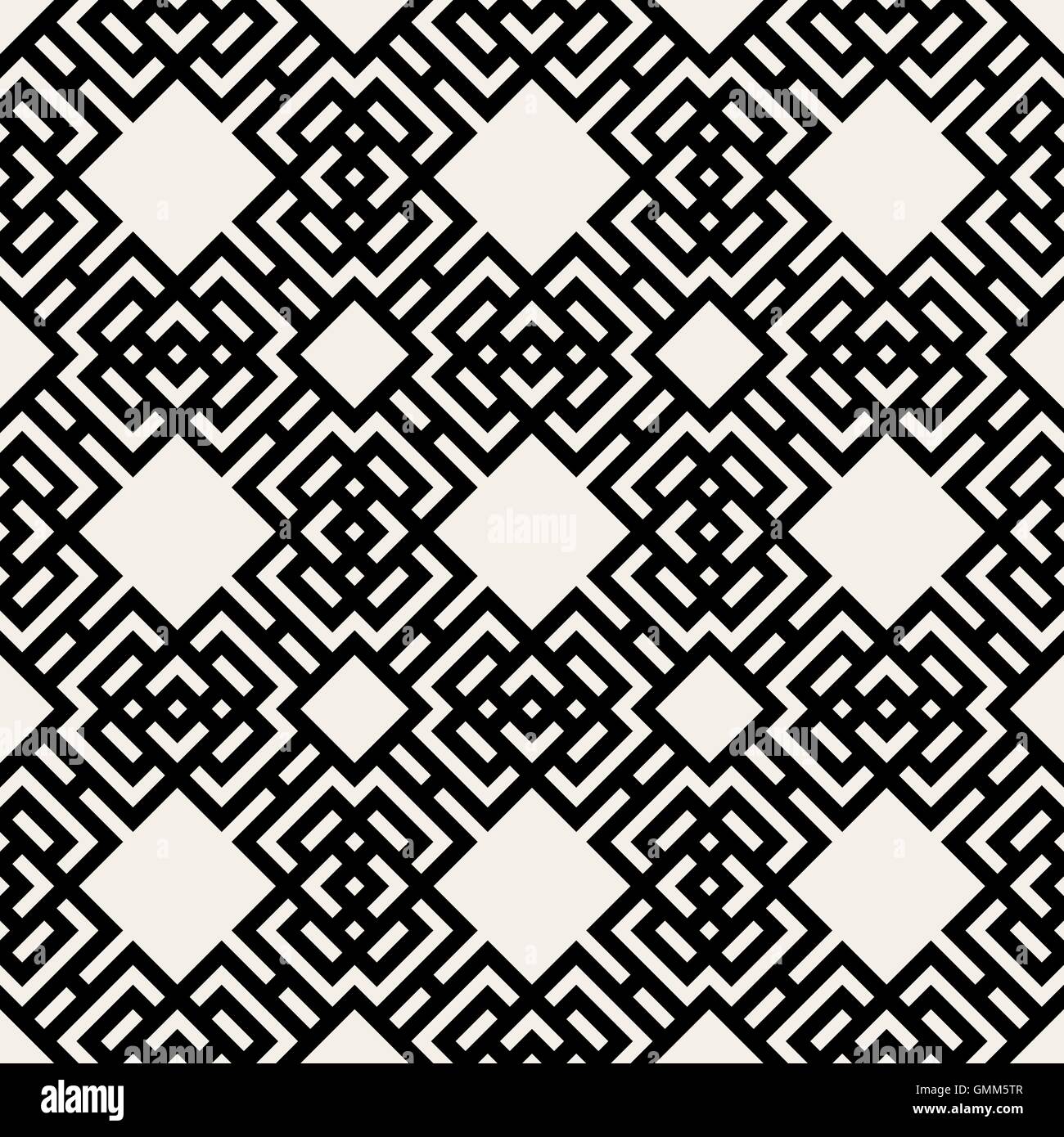 Vector Black And White Seamless Geometric Square Rhombus Grid Ethnic Pattern Stock Vector Image