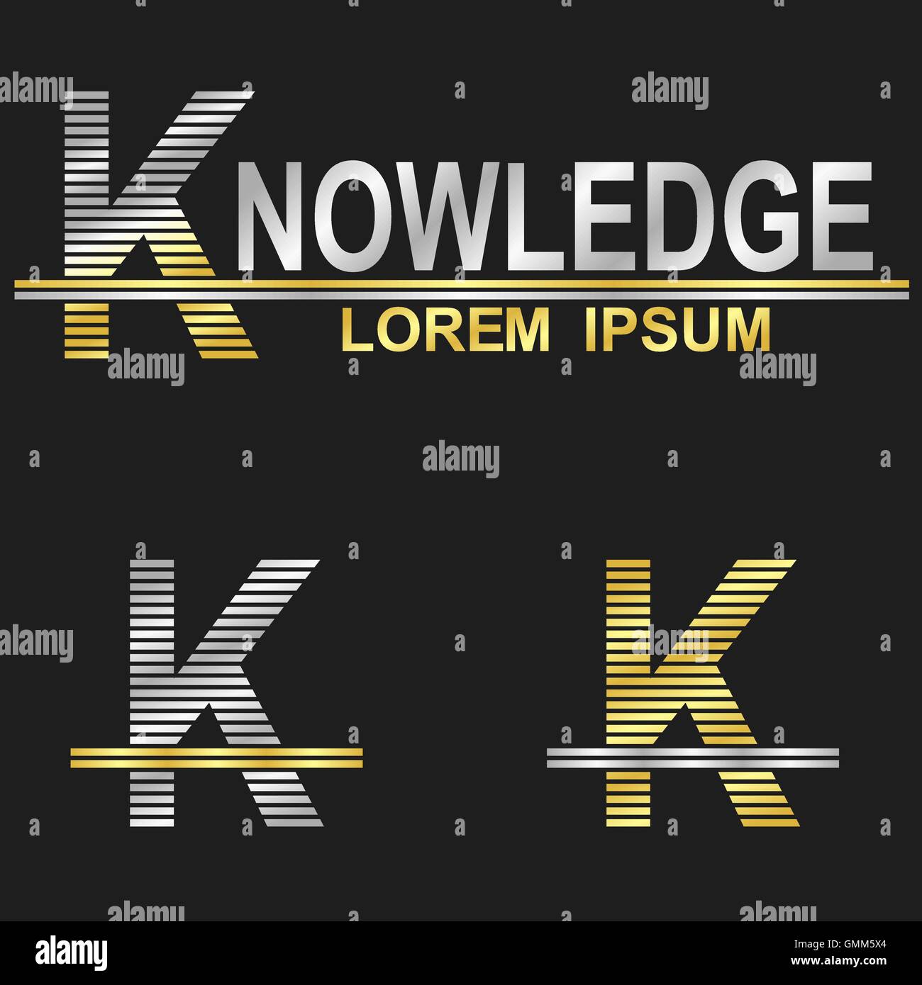 Metallic business font logo design - letter K (knowledge Stock Vector ...