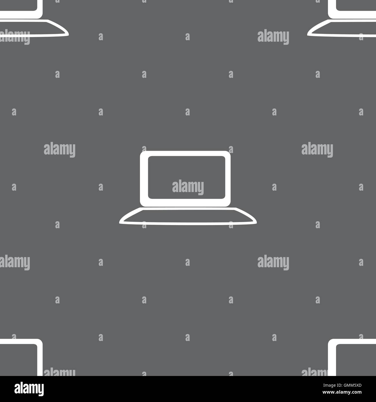 Laptop sign icon. Notebook pc with graph symbol. Monitoring. Seamless ...