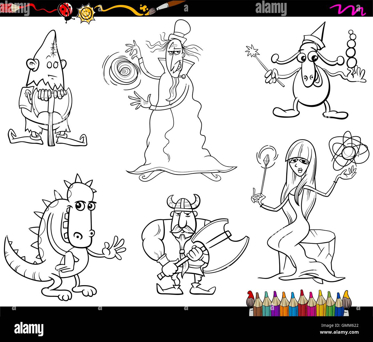 fantasy characters coloring page Stock Vector Image & Art - Alamy