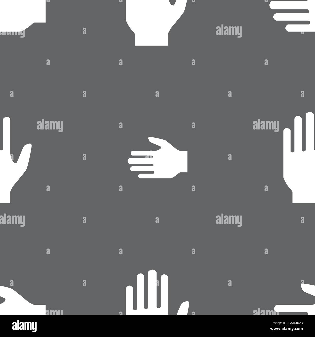 Hand print sign icon. Stop symbol. Seamless pattern on a gray ...