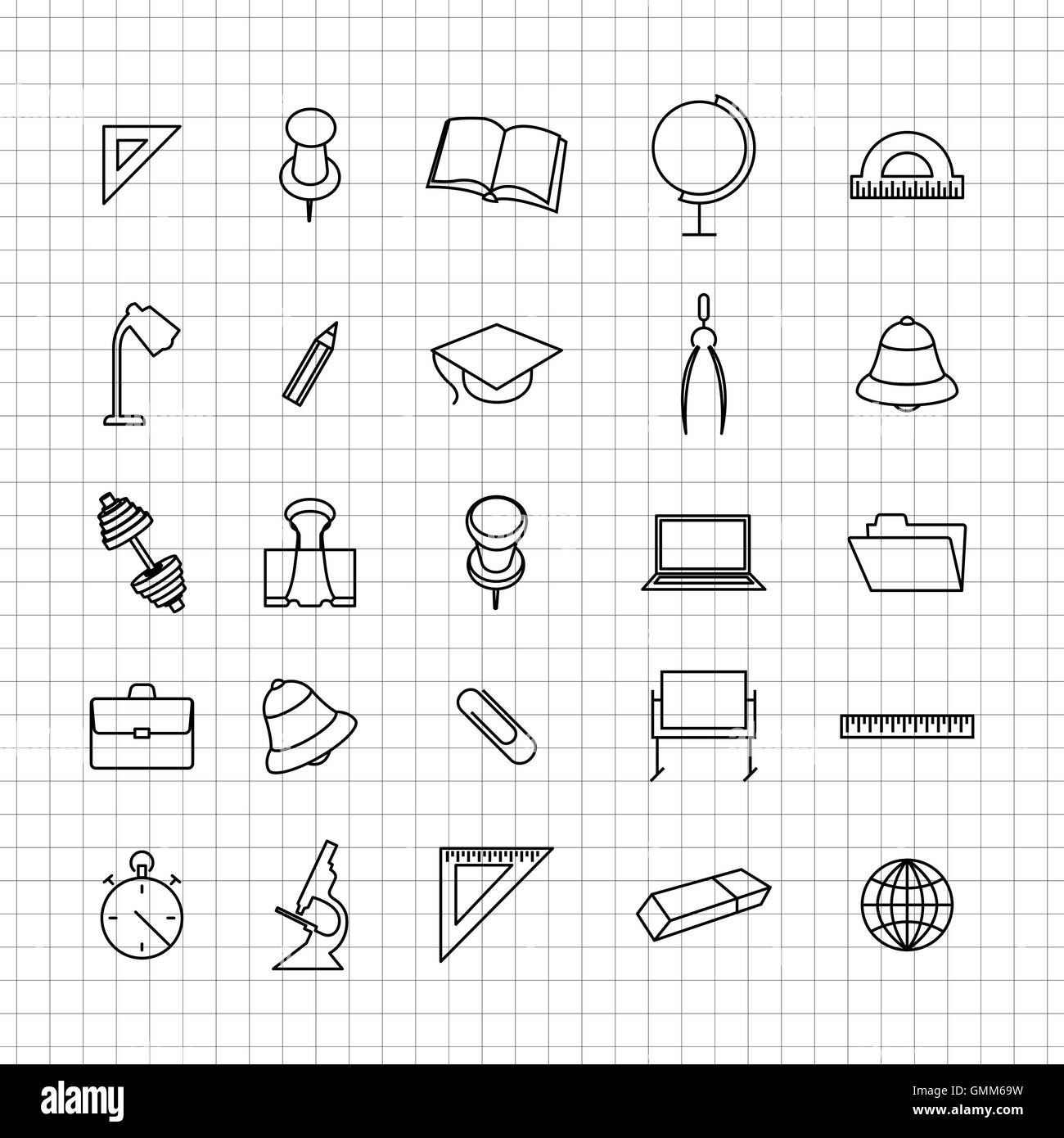 School icon set concept Black and White Stock Photos & Images - Alamy