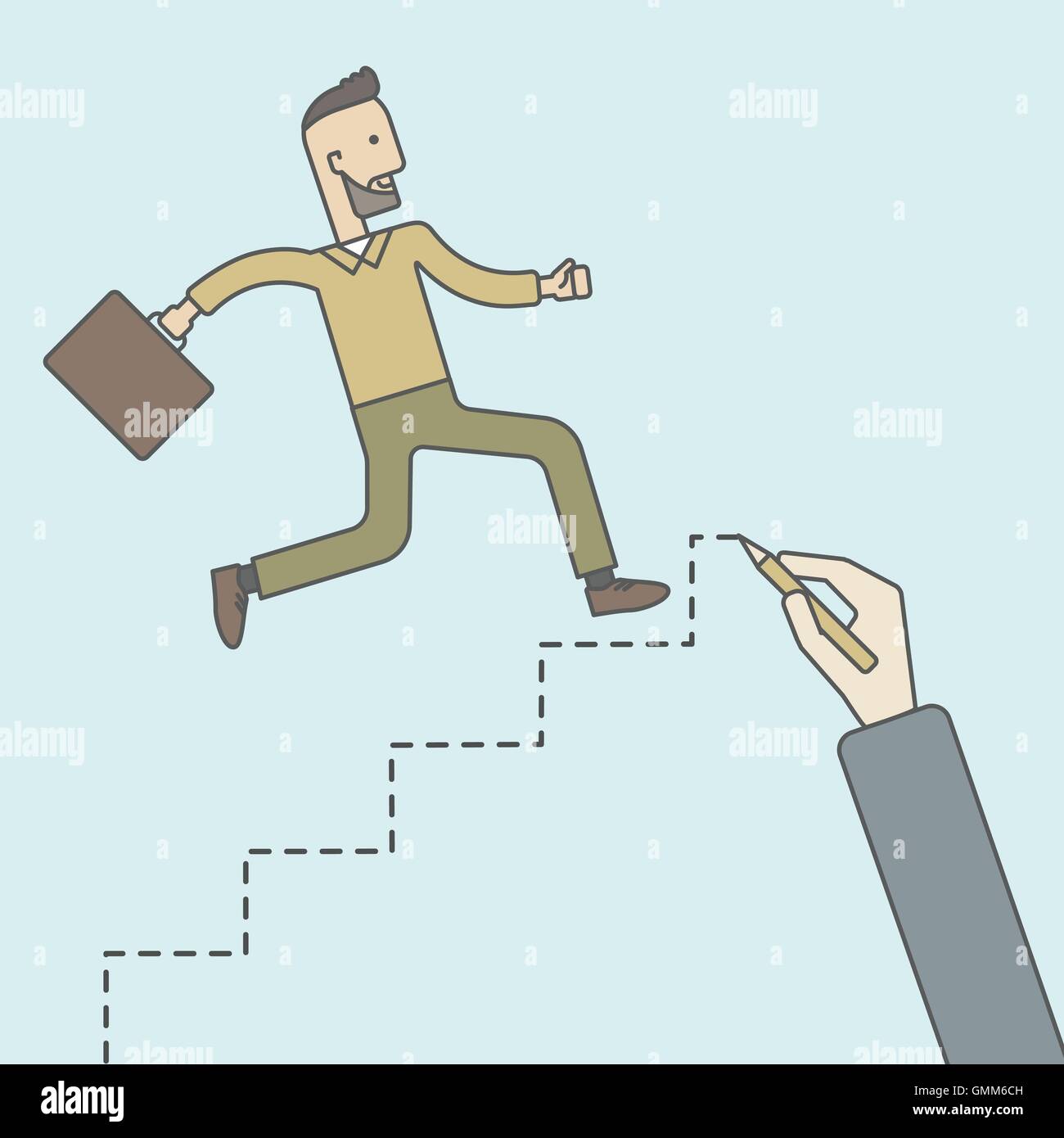 Businessman walking up staircase Stock Vector Images - Alamy