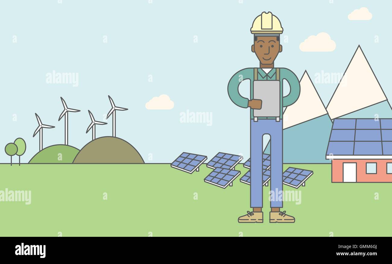 Wind turbines with power line Stock Vector Images - Alamy