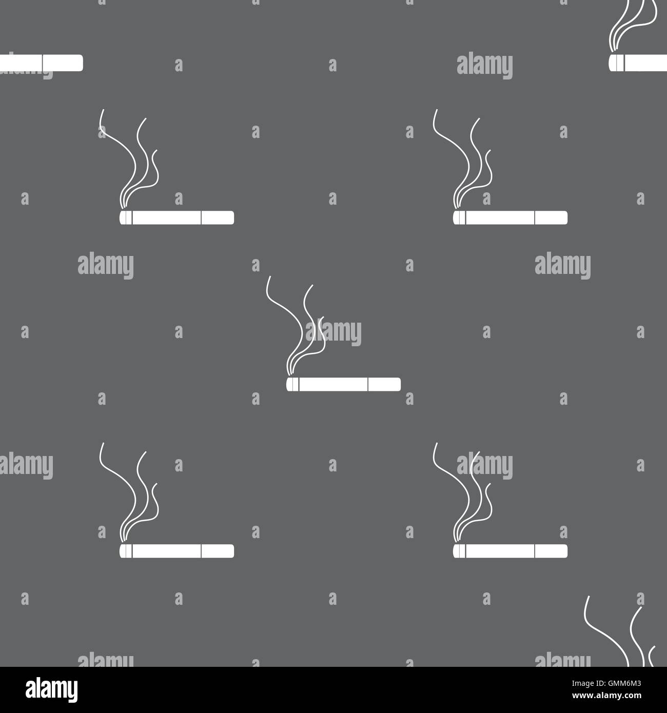Smoking sign icon. Cigarette symbol. Seamless pattern on a gray ...