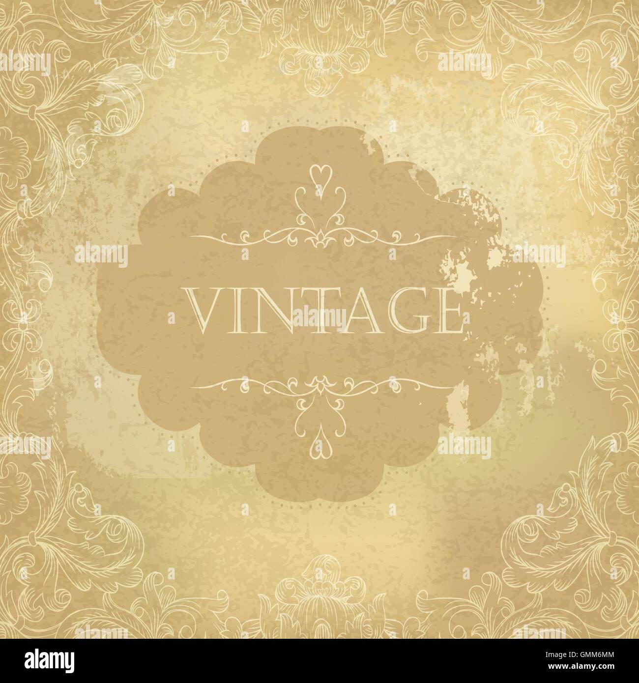 Aged Vintage Ornamental Old Paper Background. Vector Illustratio Stock