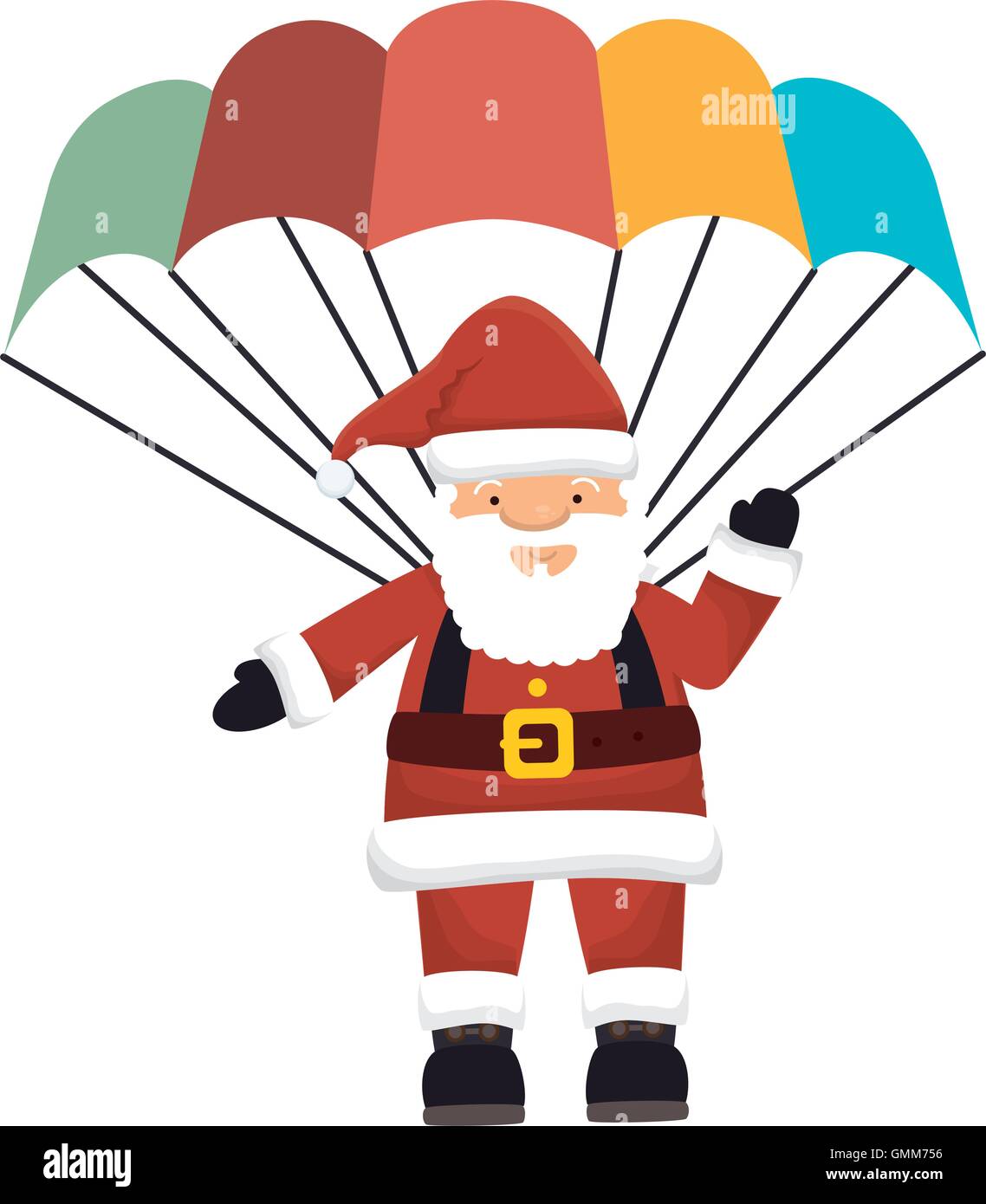santa claus cartoon flying parachute Stock Vector Image & Art - Alamy