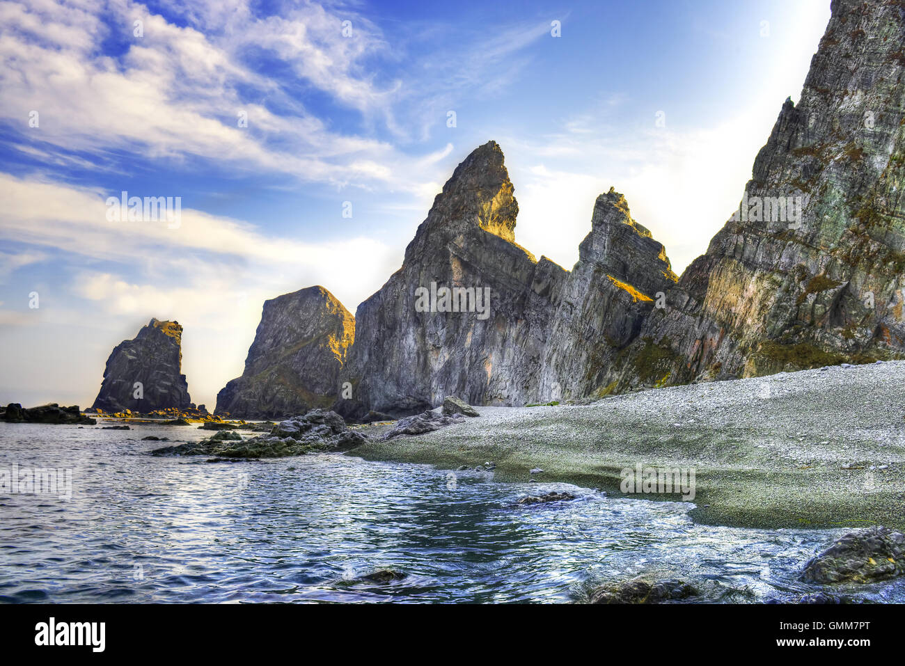 Pacific ocean landscape - rocks at coastline Stock Photo - Alamy