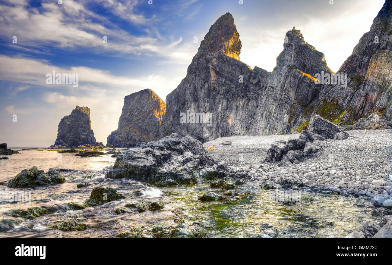 Pacific ocean landscape - rocks at coastline Stock Photo - Alamy