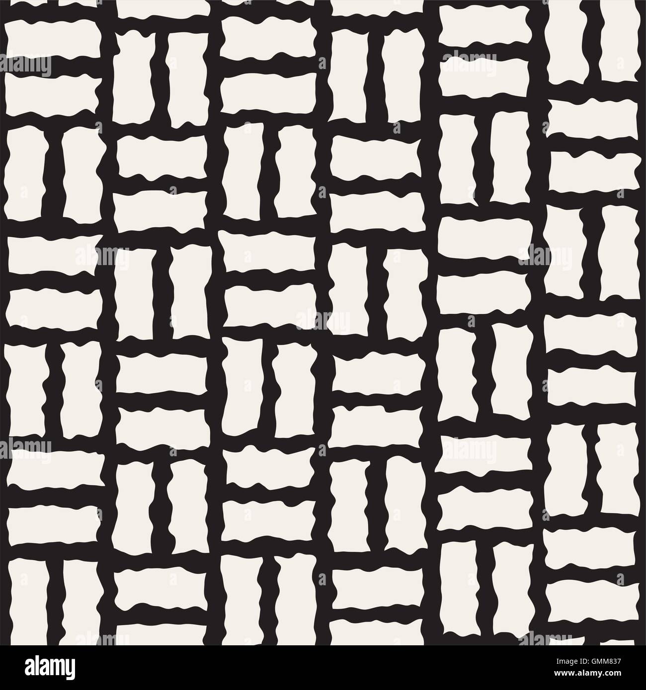 Vector Seamless Black and White Rough Hand Painted Line Pavement Grid ...