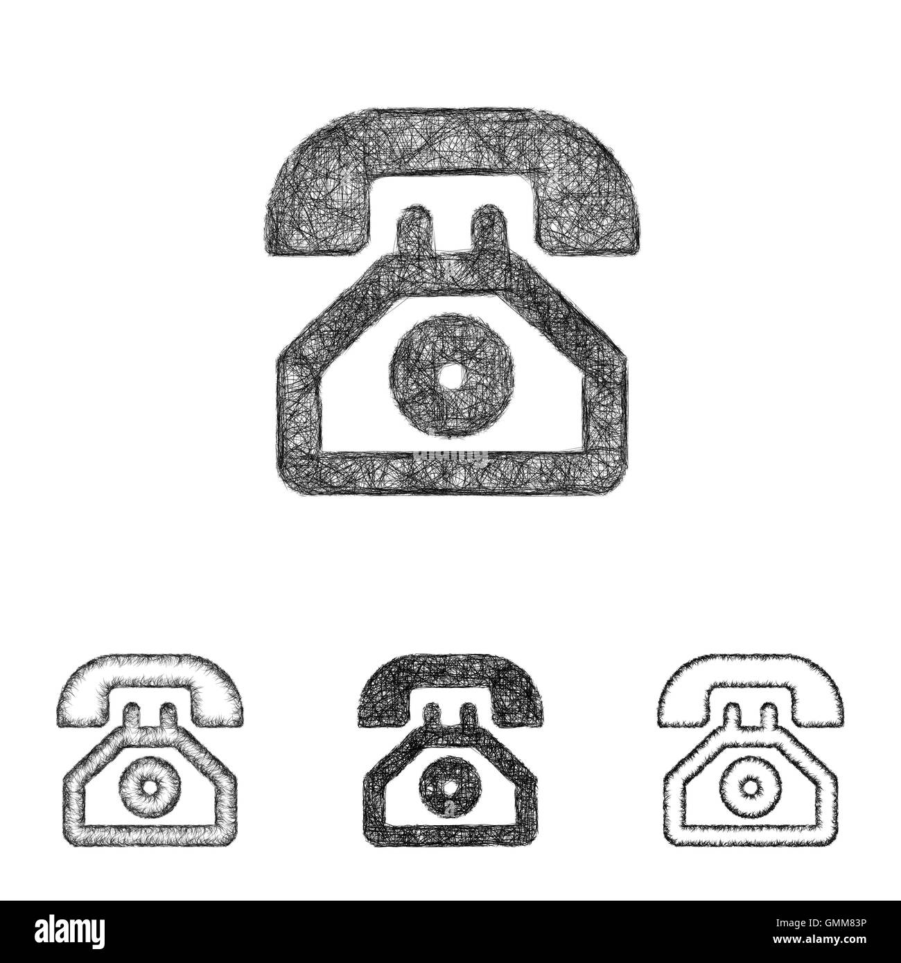 Telephone set doodle set Cut Out Stock Images & Pictures - Alamy